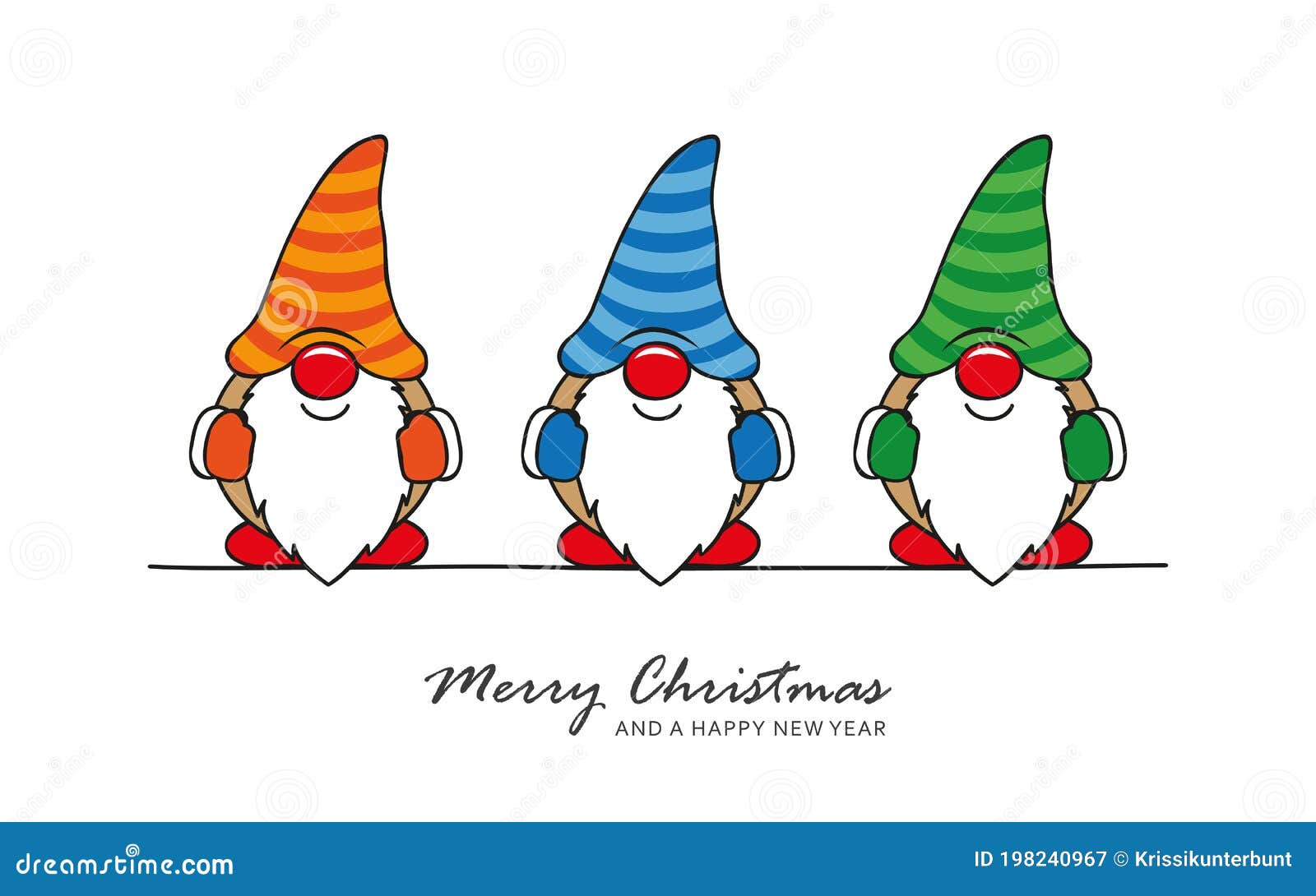 Christmas Greeting Card with Cute Christmas Dwarf Stock Vector ...