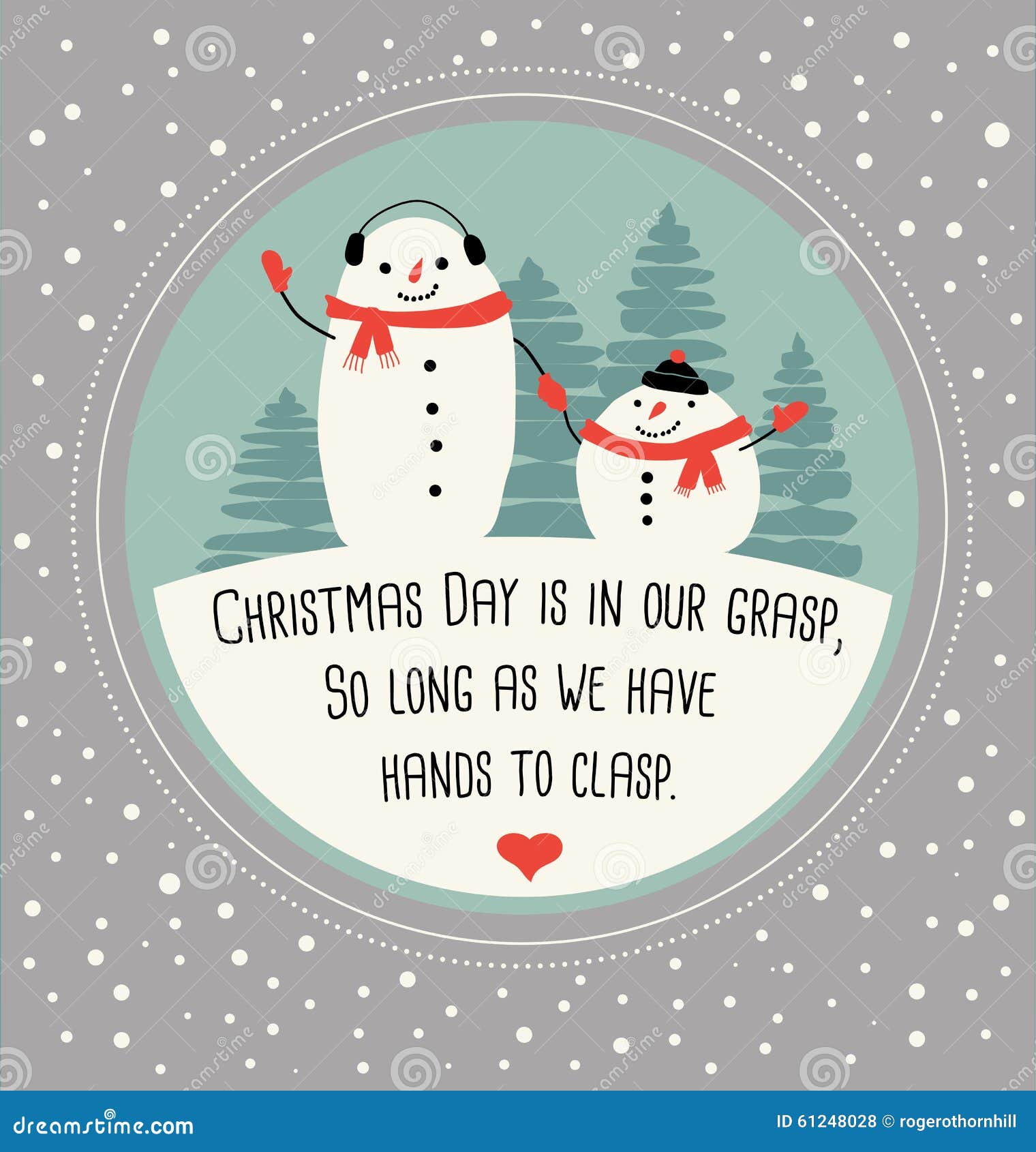 Christmas Greeting Card with Cute Snowmen Stock Vector - Illustration ...
