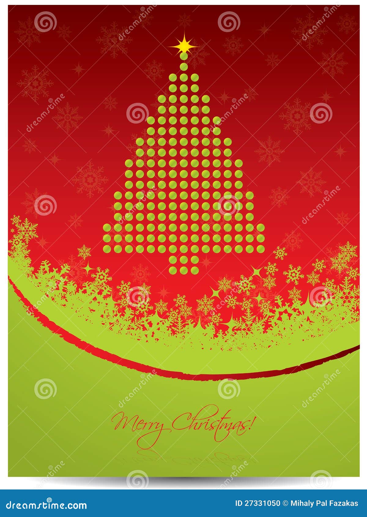 Christmas Greeting Card Design with Tree Stock Vector - Illustration of ...
