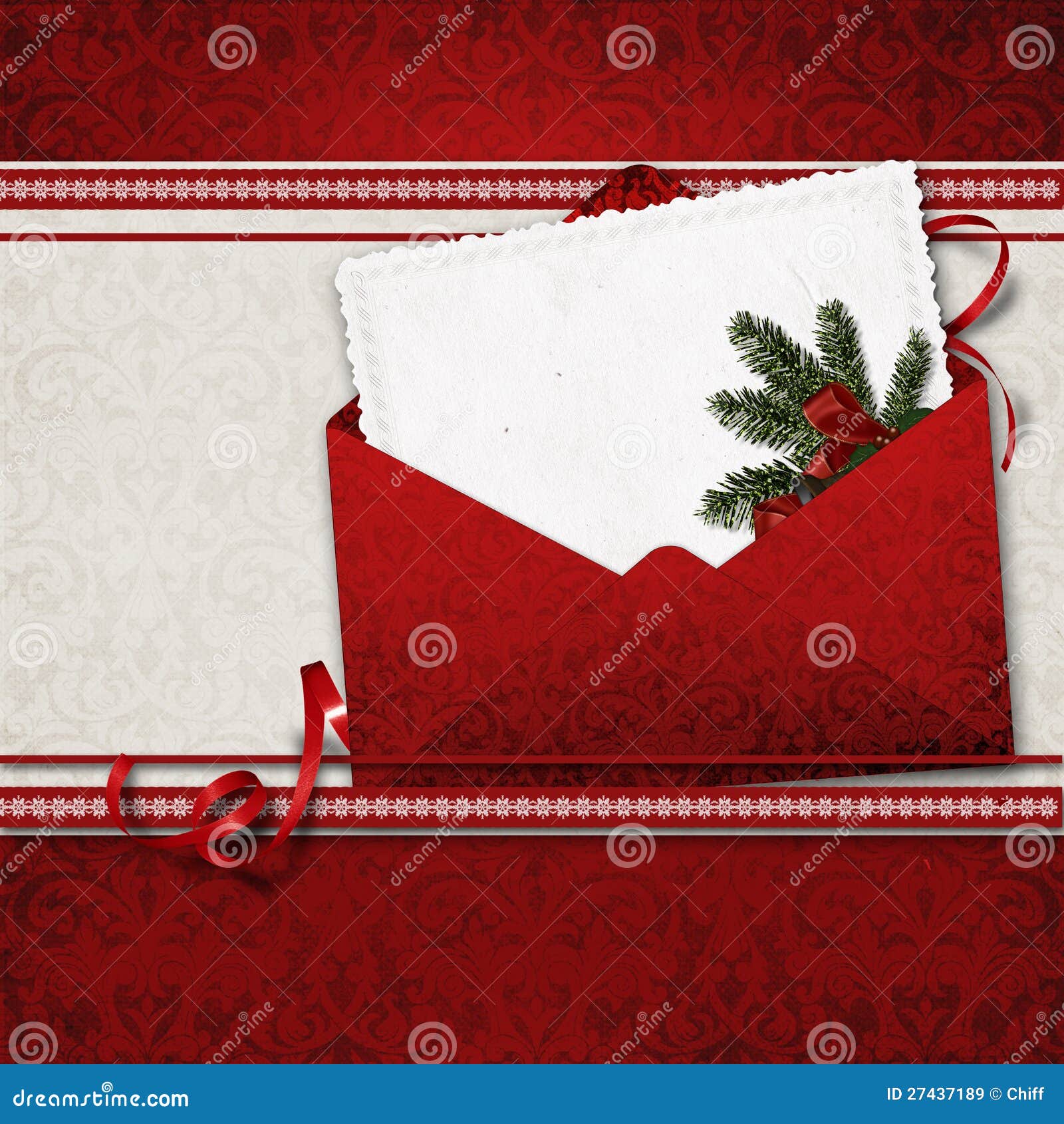Christmas Greeting Card with Envelope Stock Illustration - Illustration ...