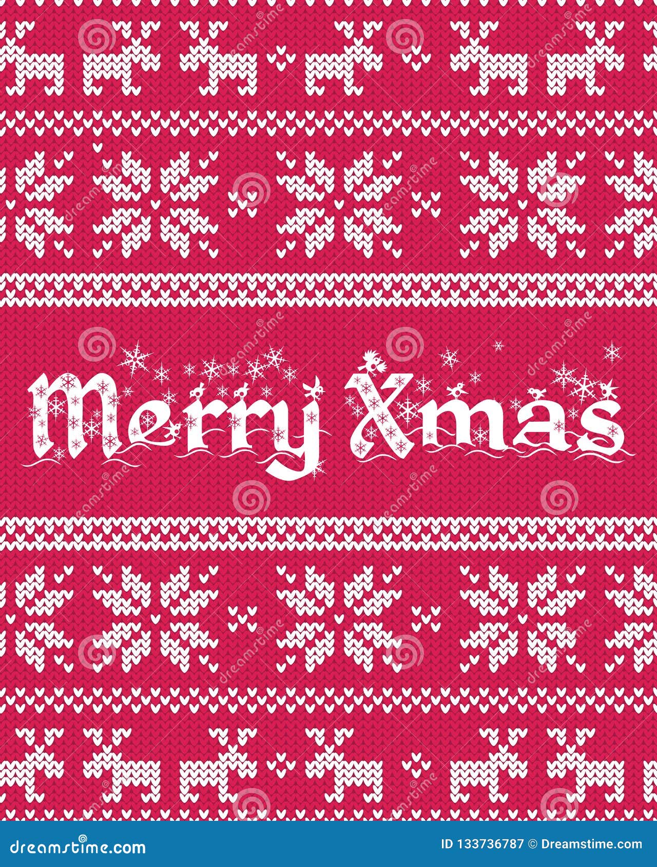 Christmas Greeting Card with Fair Isle Knitted Pattern Stock Vector ...