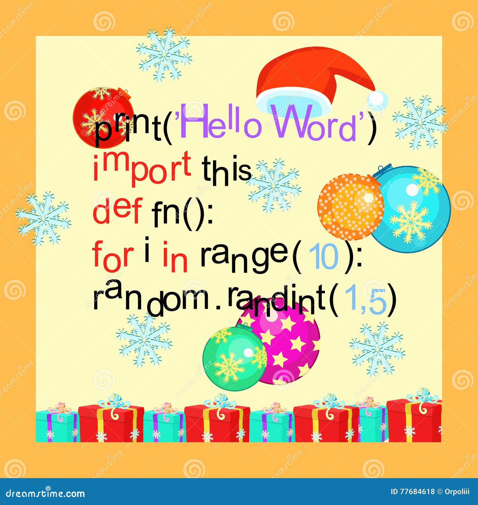 Christmas Greeting Card Programming Code, Snowflake. Vector ...