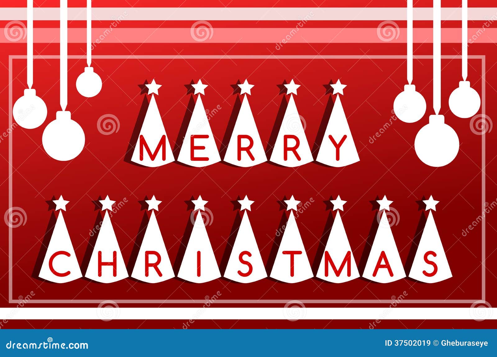 Christmas Greeting Card in Red with Decorations Stock Illustration ...