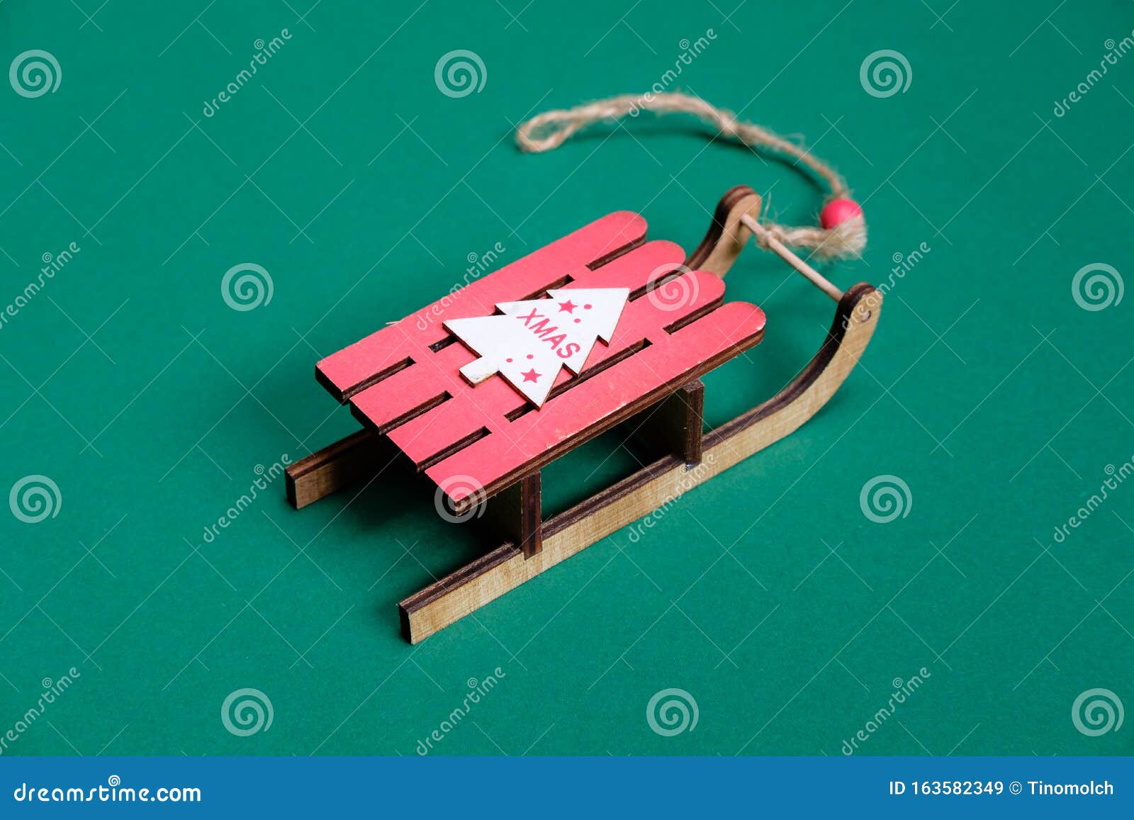 Christmas Greeting Card with a Sledge and a Green Background. Stock ...