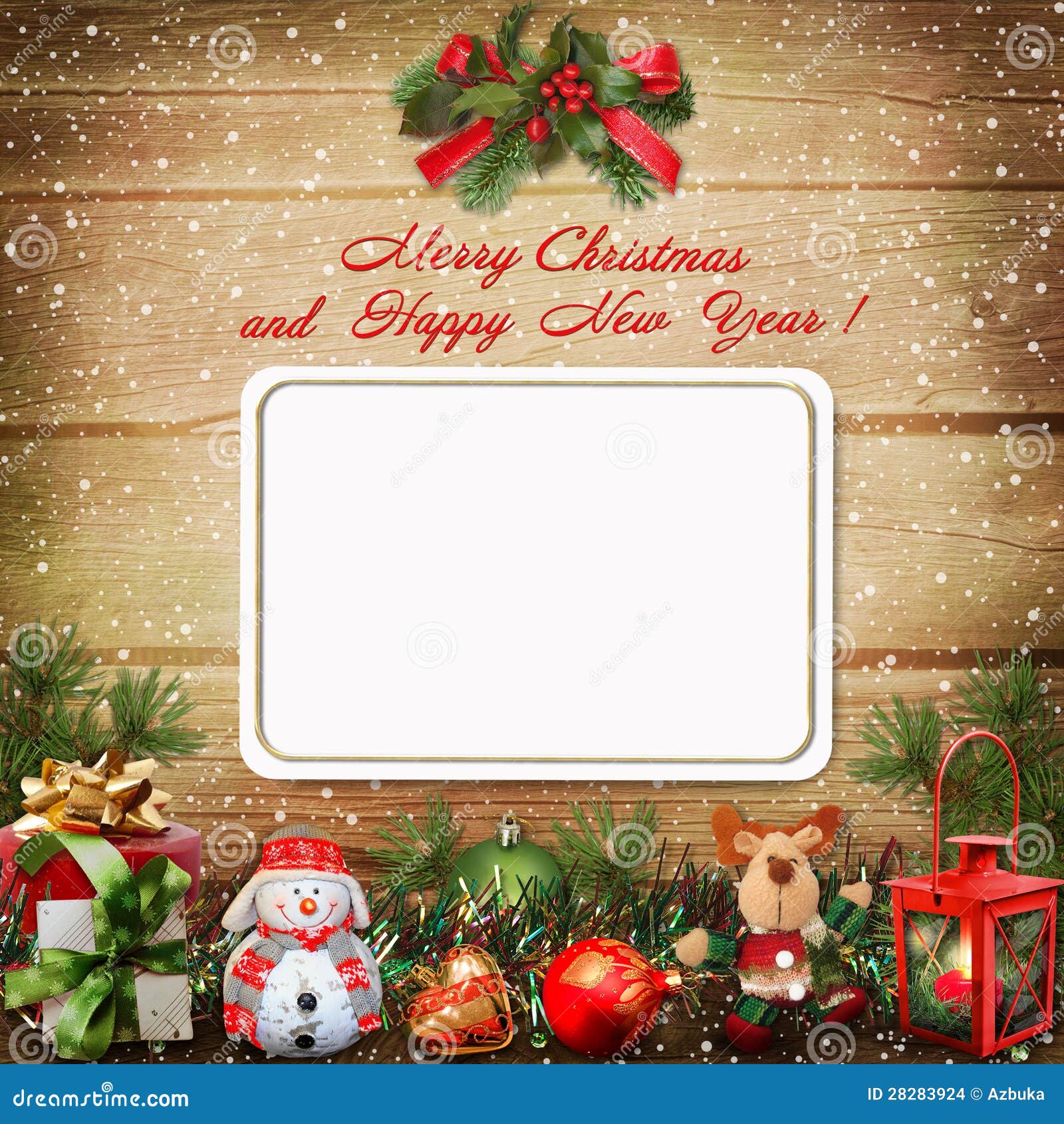 Christmas Greeting Card with Space for Photo or Text Stock Photo ...