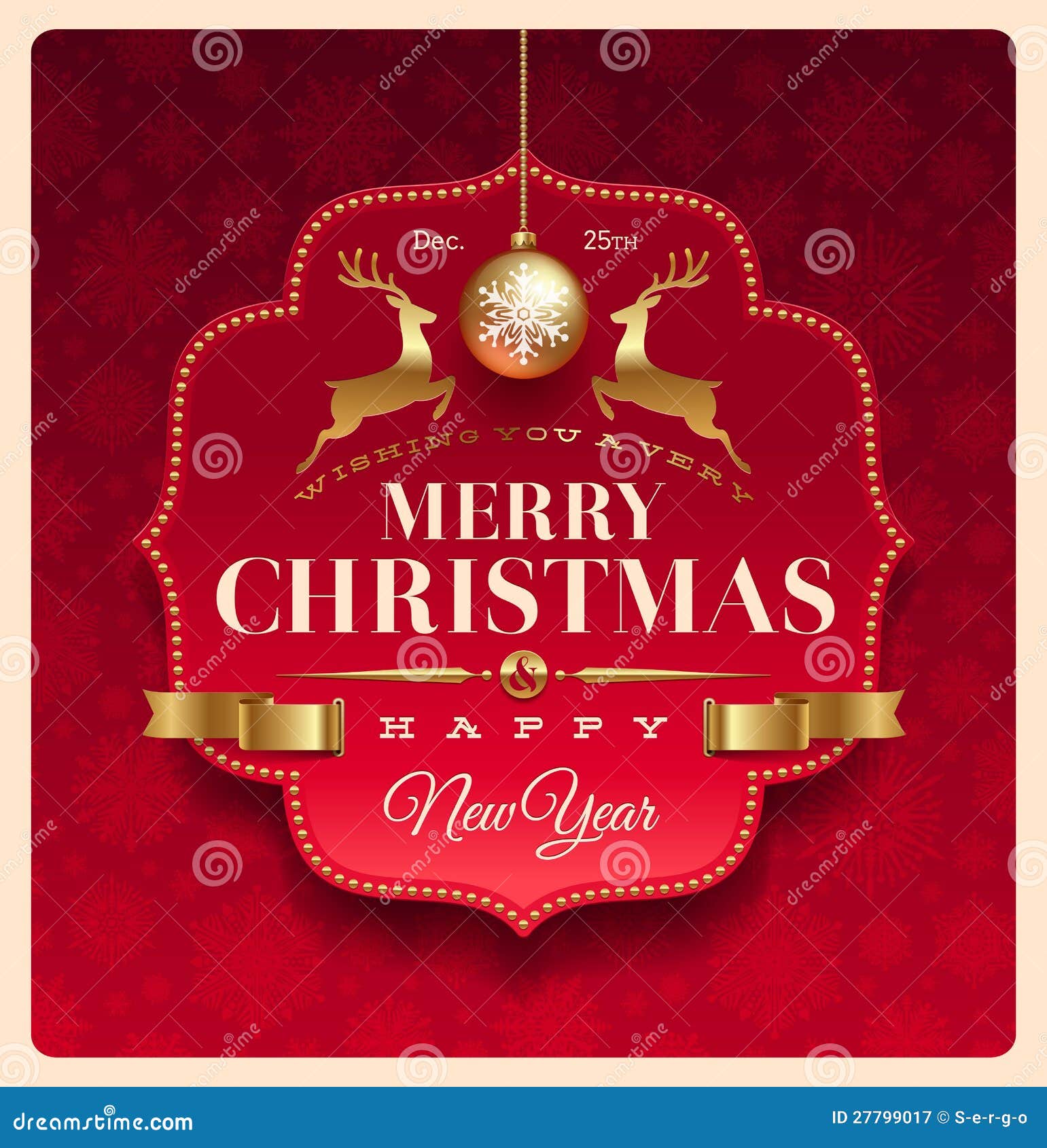 Christmas Greeting Decorative Label Stock Vector - Illustration of ...