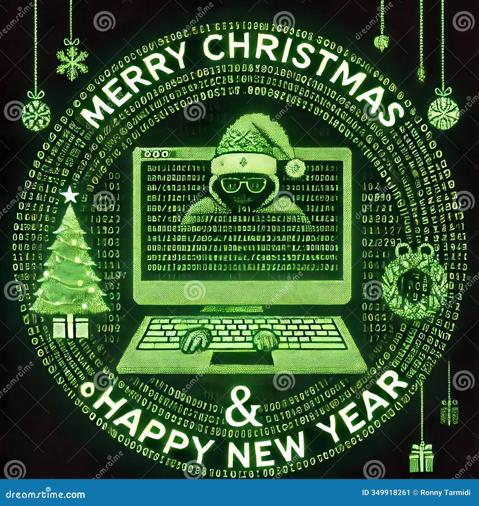 Christmas Greeting Design with Green Color Code Stock Illustration ...