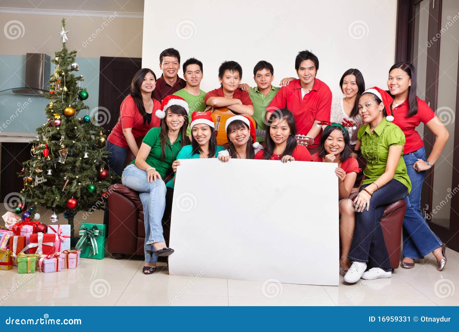 Christmas Group Shot of Asian People Stock Image - Image of pose, asian ...
