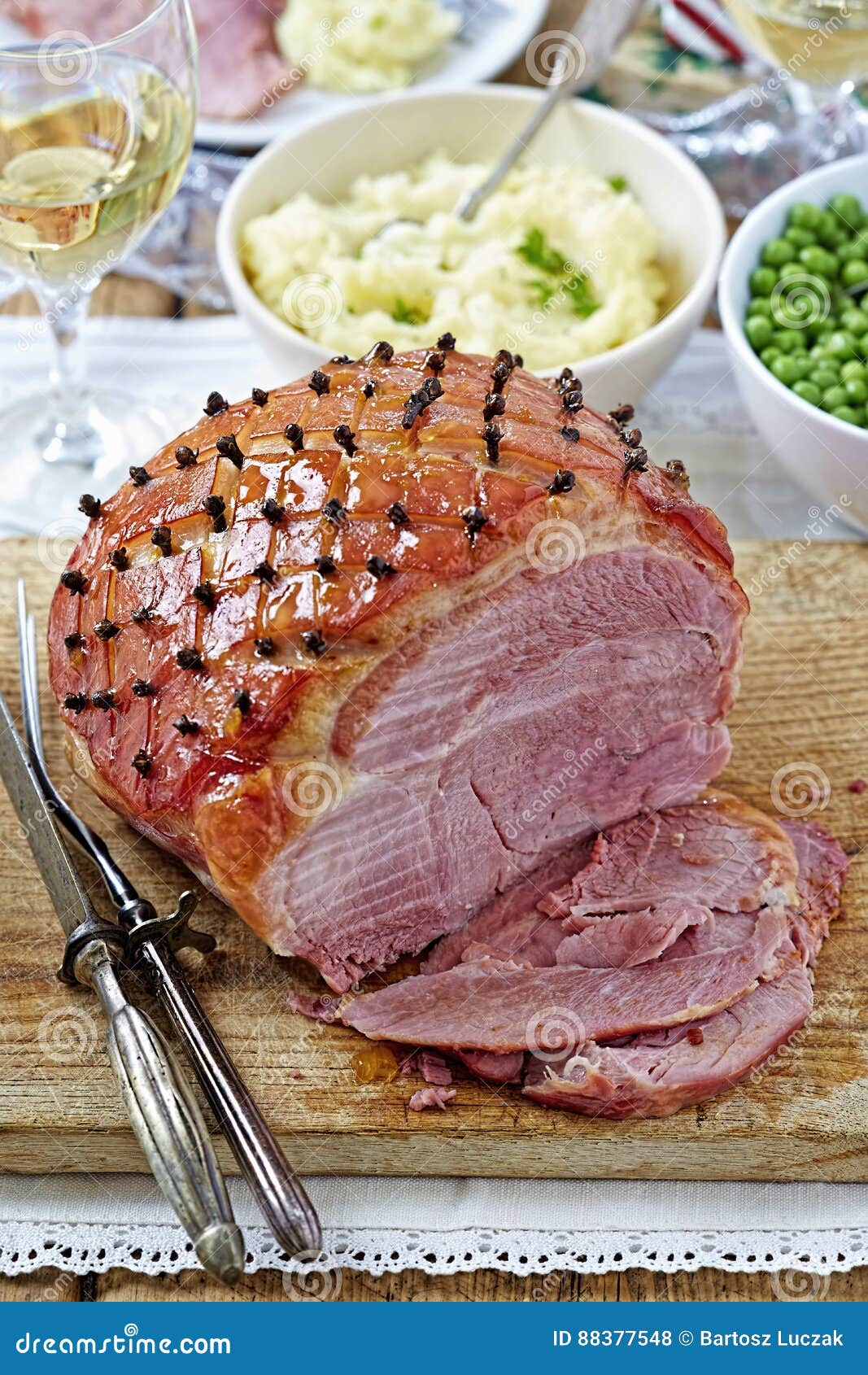 Christmas ham stock photo. Image of apricot, cuisine - 88377548