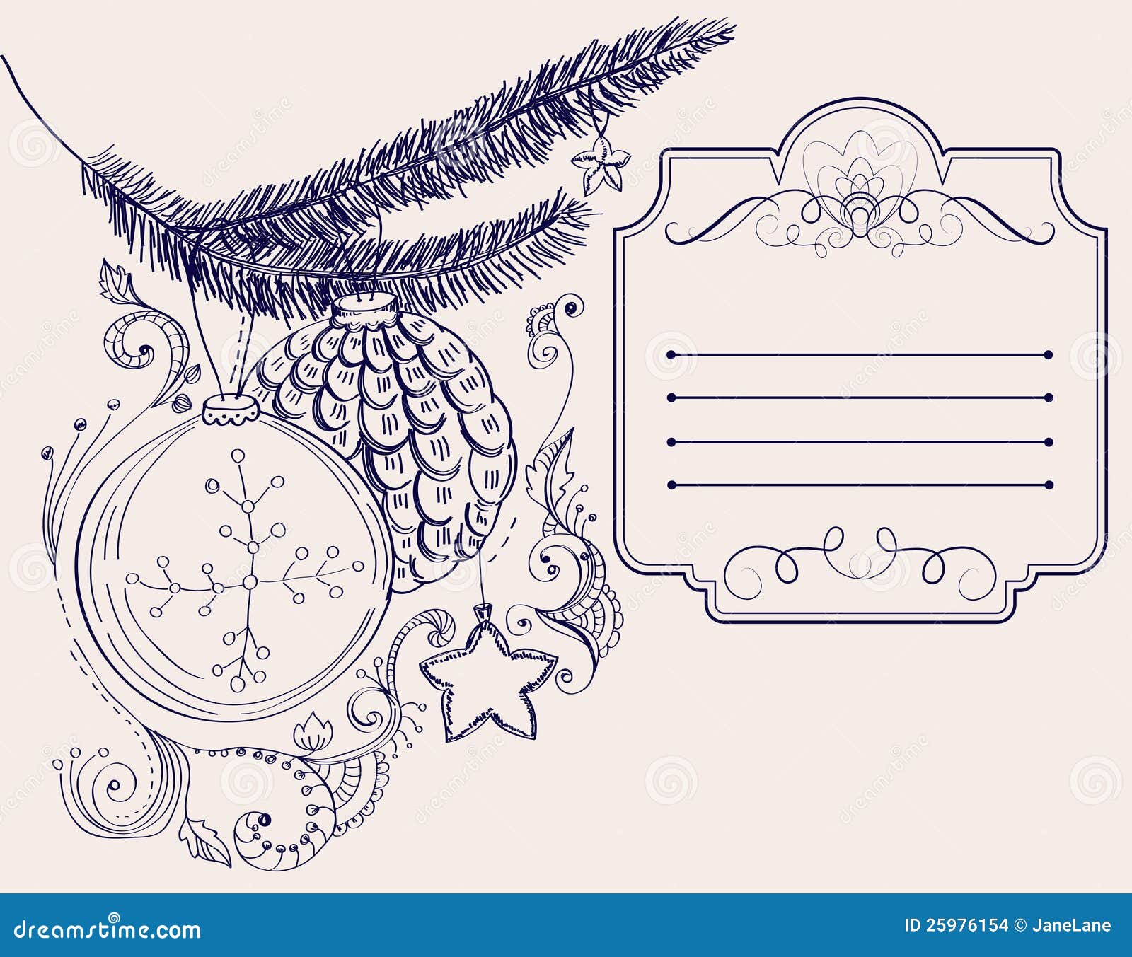 Christmas Hand Drawn Card for Xmas Design Stock Vector - Illustration ...