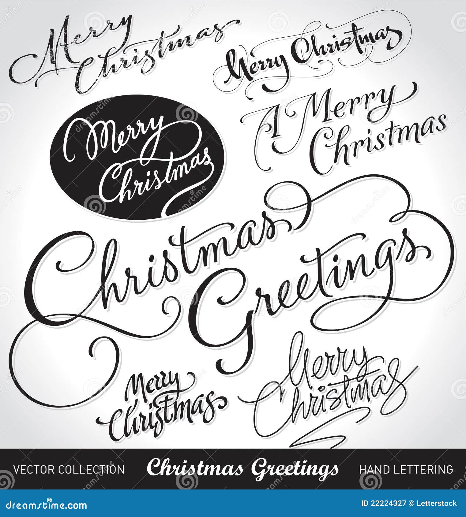 Christmas Hand Lettering Set (vector) Stock Vector - Illustration of ...