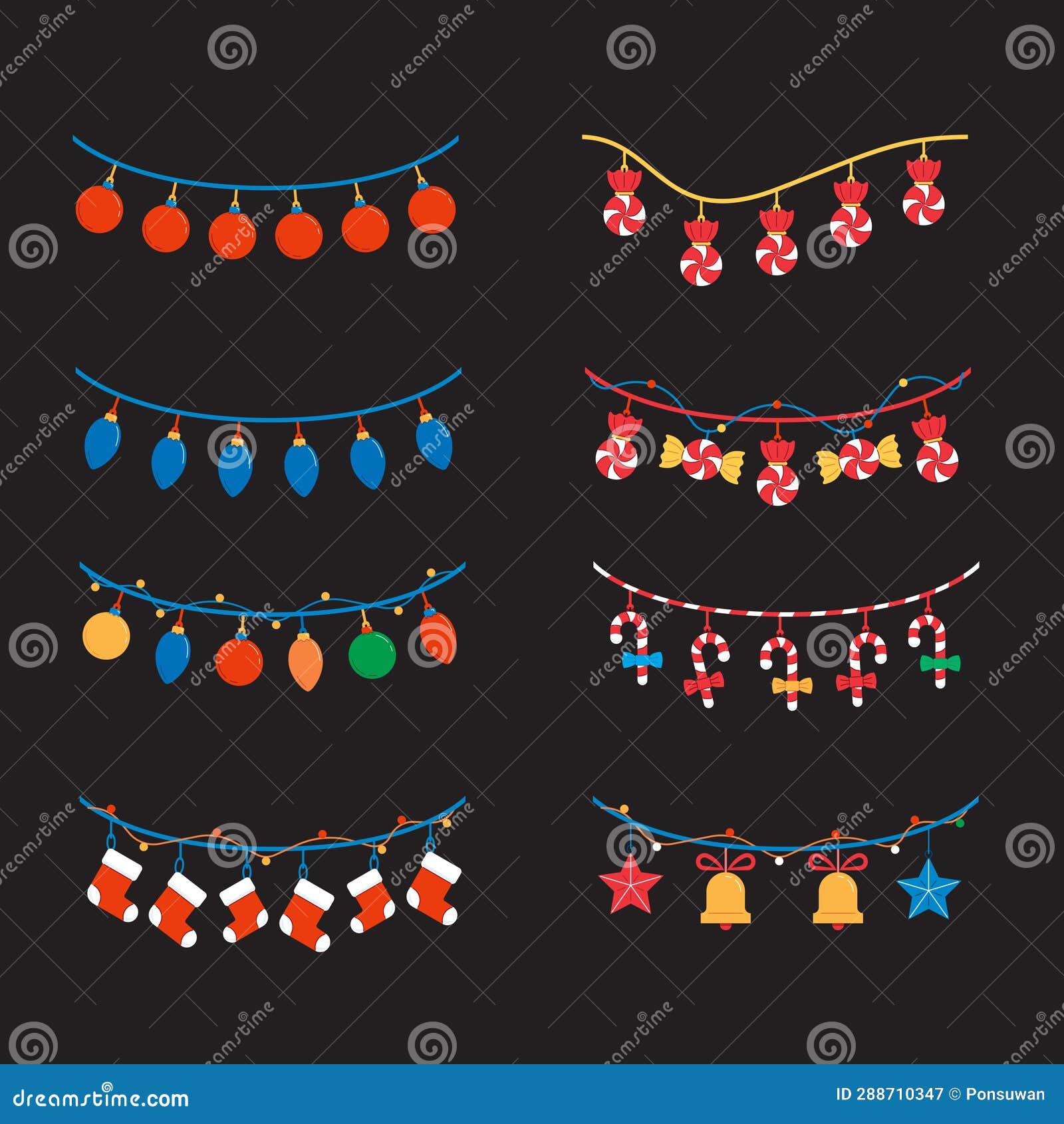 Christmas Hanging Decoration Concept, Christmas Design Elements, Vector ...