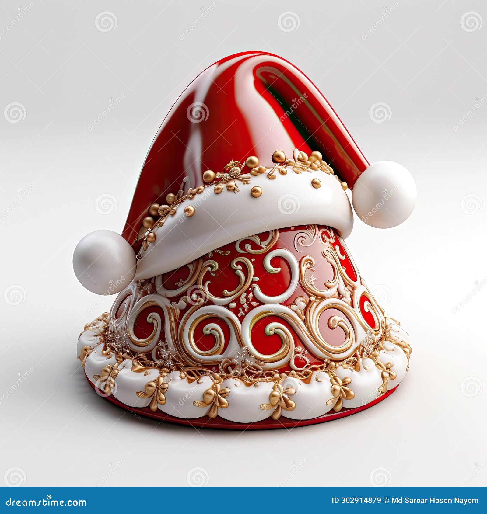 Christmas Hat 3d Render in Blender in White Background Stock ...