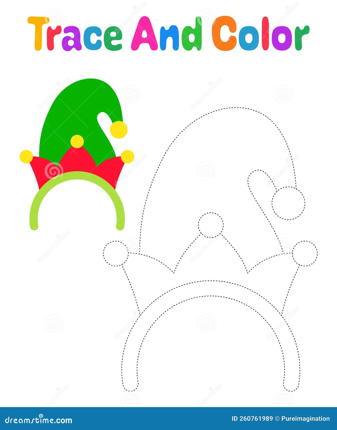 Christmas Hat Headband Tracing Worksheet for Kids Stock Vector ...