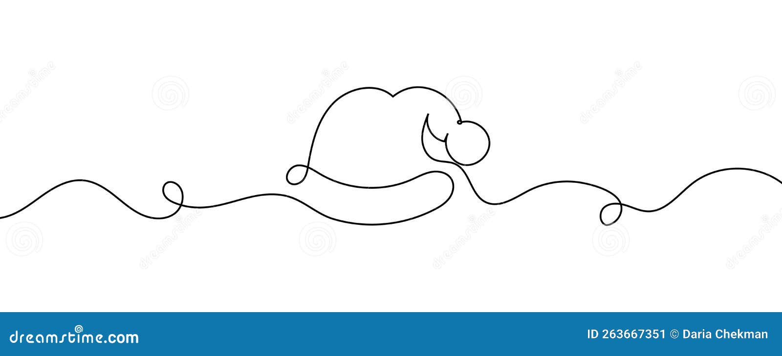 Christmas Hat One Line Drawing. Stock Vector - Illustration of ...