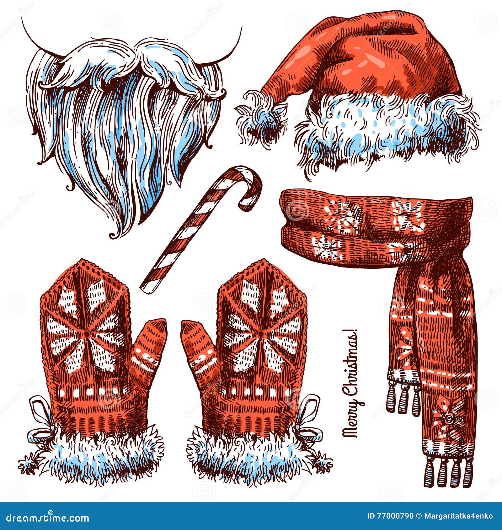 Christmas Hat, Scarf and Mittens. Stock Vector - Illustration of ... Christmas Hat, Scarf and Mittens. Stock Vector - Illustration of ...