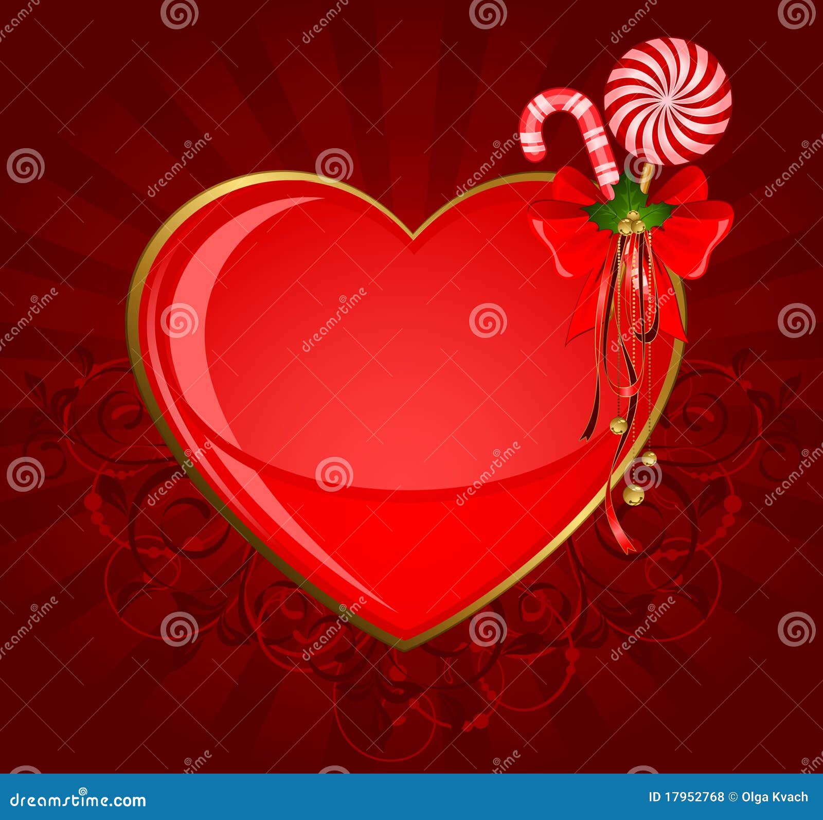 Christmas heart stock vector. Illustration of ribbon - 17952768
