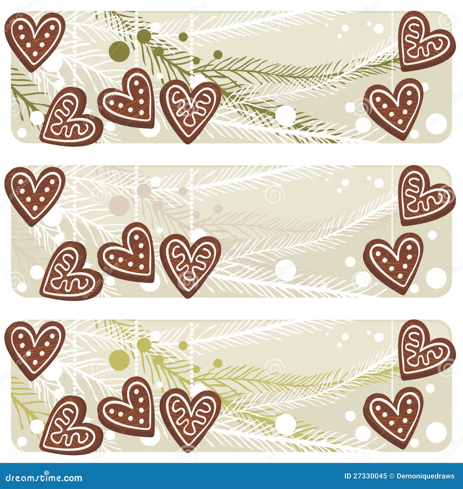 Christmas Heart Shaped Gingerbread Banner Stock Vector - Illustration ...