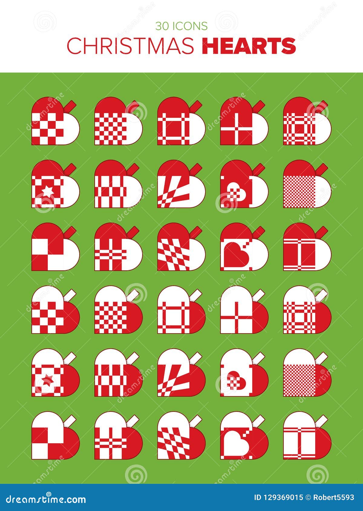 30 Christmas Hearts stock vector. Illustration of winter - 129369015