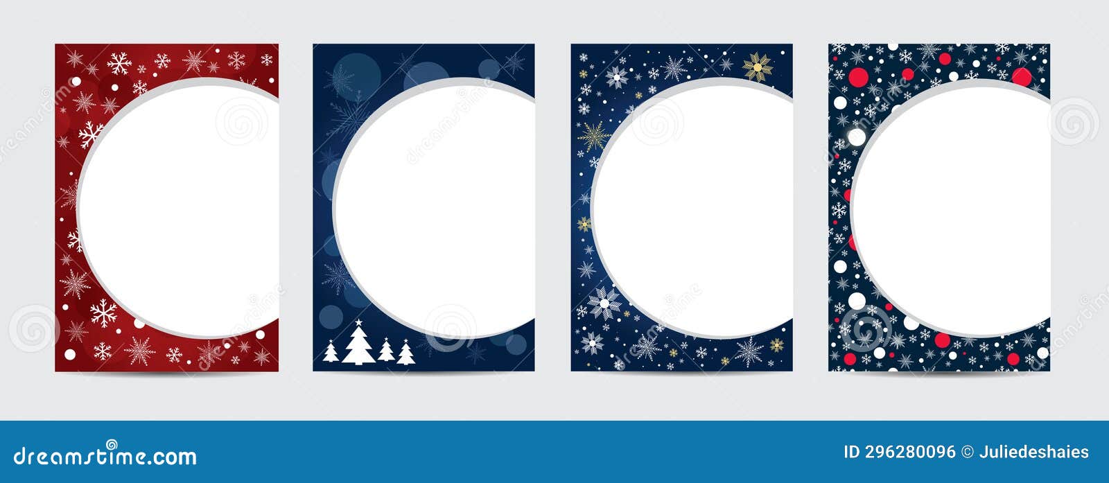 Christmas Holiday Card Frame Template Vector Design Set Stock Vector ...