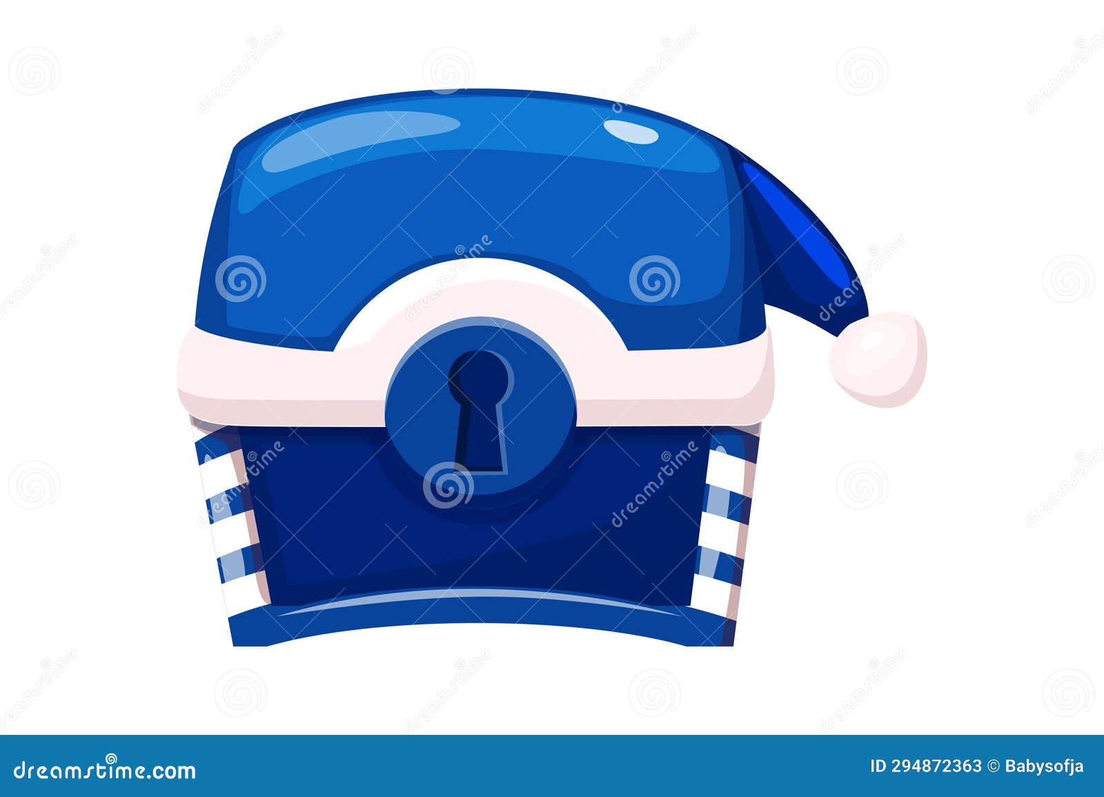 Christmas Holiday Chest in Cartoon Style. Blue Chest in Hat Stock ...