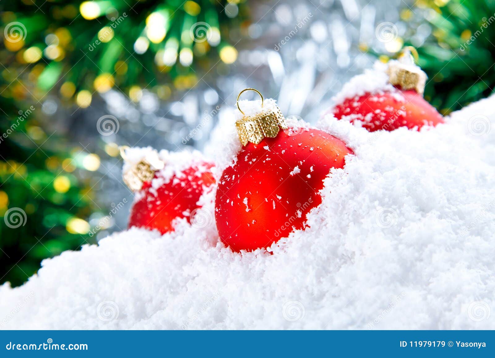 Christmas Holiday Decoration with White Snow Stock Image - Image of ...
