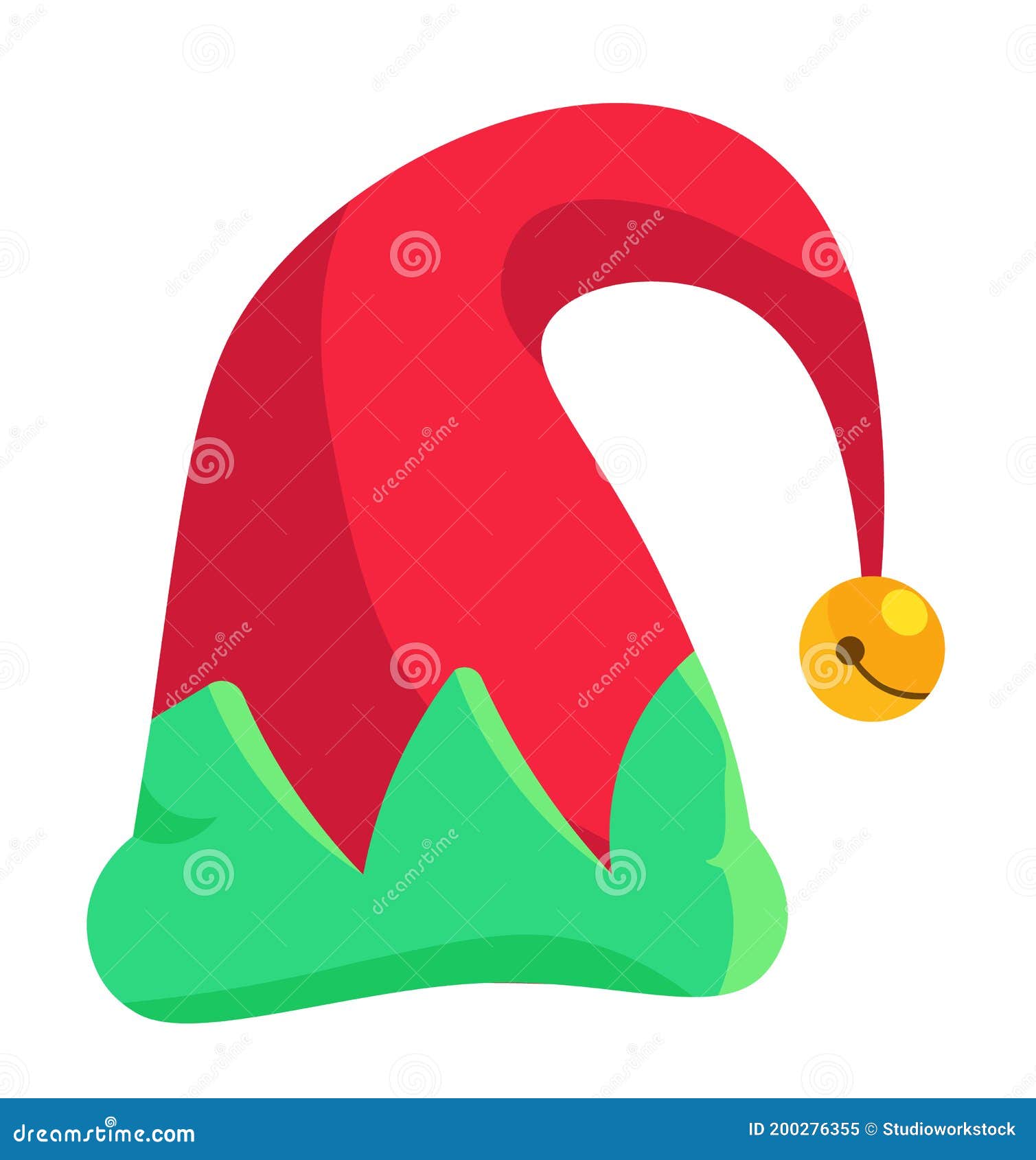 Christmas Holiday Hat with Bell Isolated on White Stock Vector ...