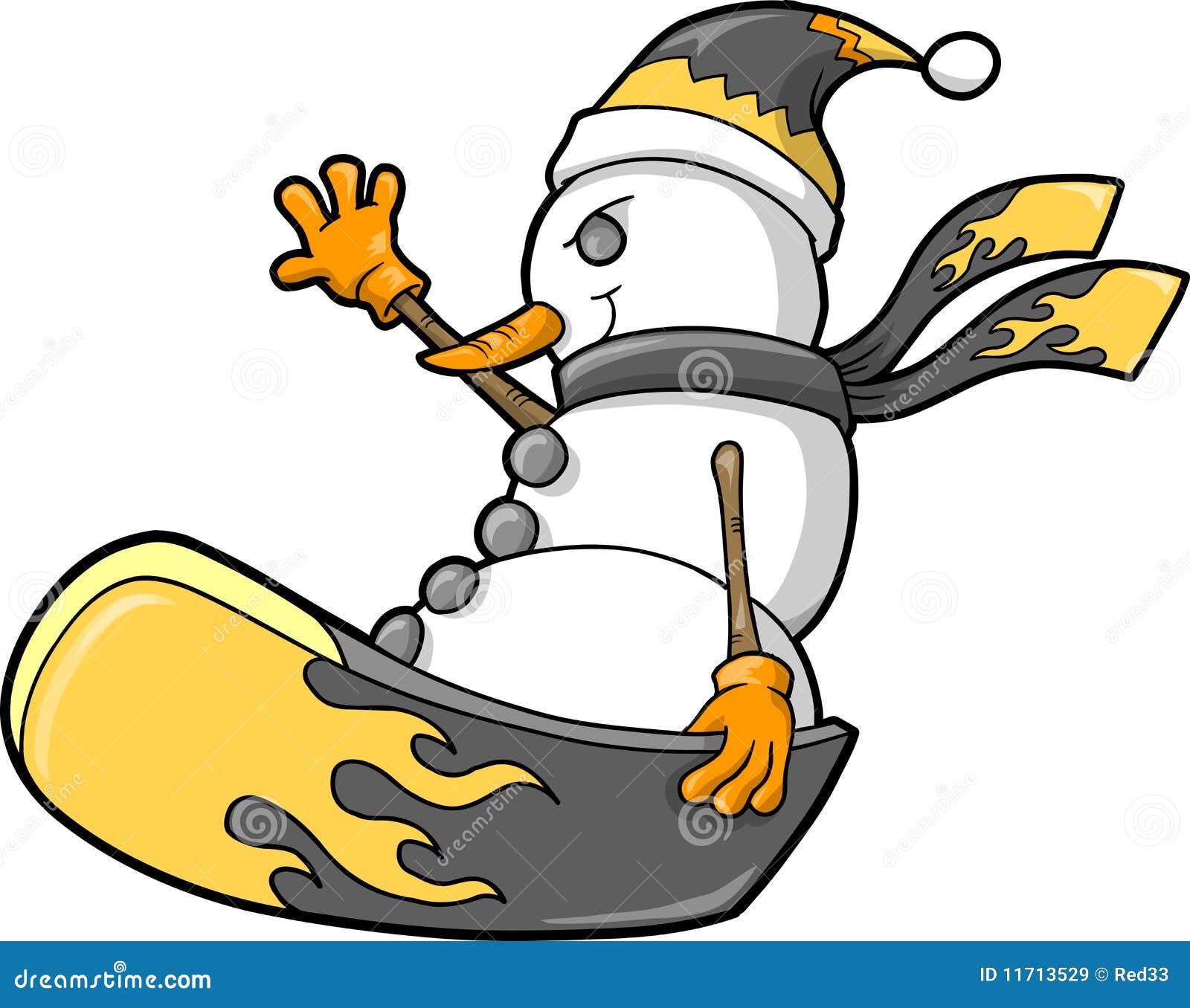 Christmas Holiday Snowman Snowboard Stock Vector - Illustration of ...