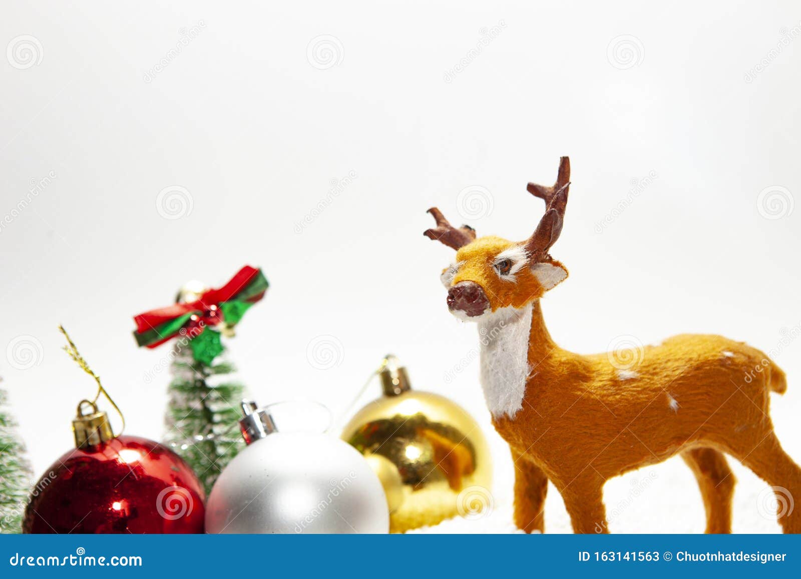 Christmas Holiday Theme with Reindeer and Christmas Trees Stock Image ...