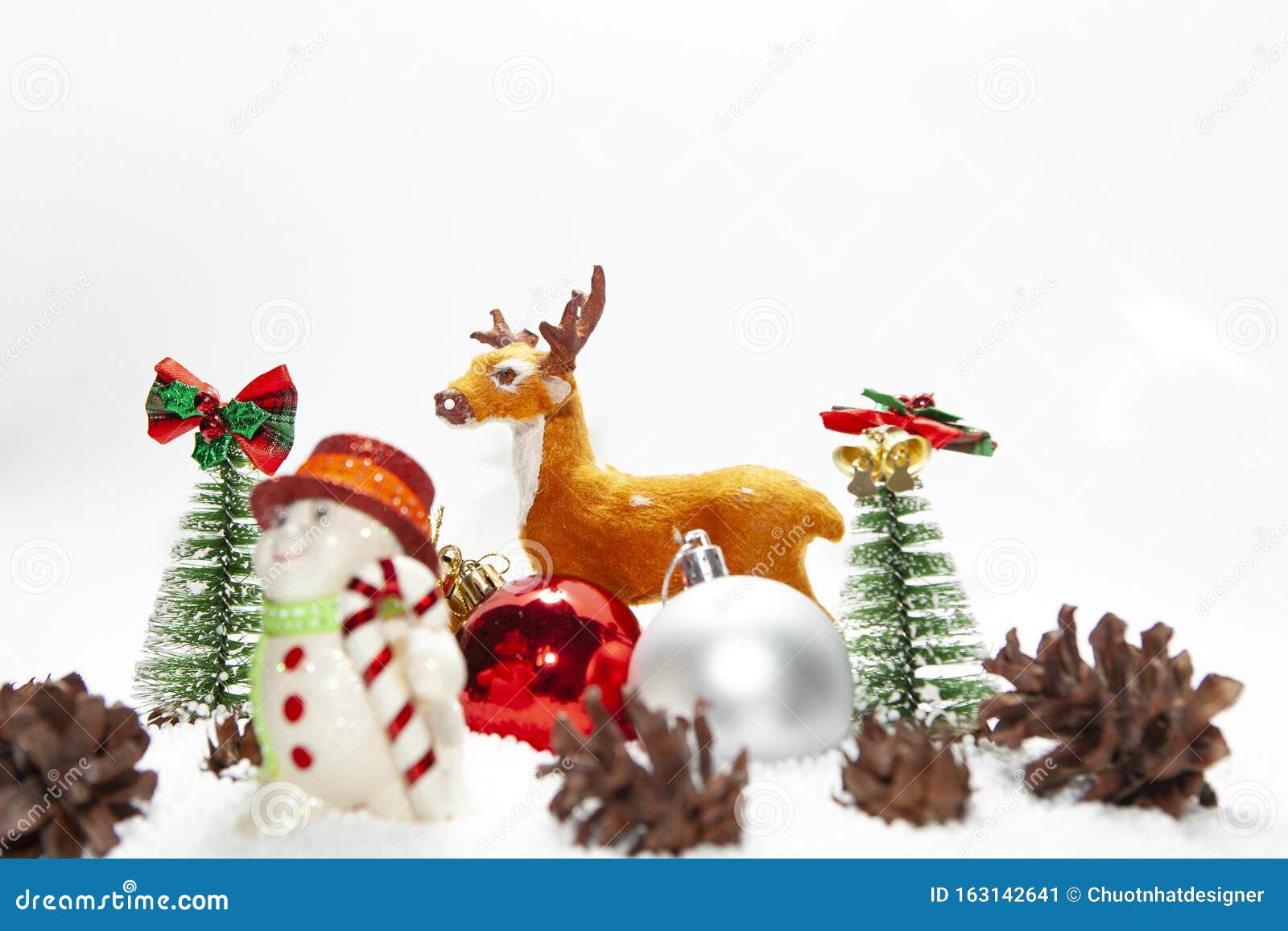 Christmas Holiday Theme with Reindeer and Christmas Trees Stock Image ...