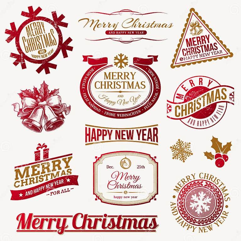 Christmas Holidays Emblems and Labels Stock Vector - Illustration of ...