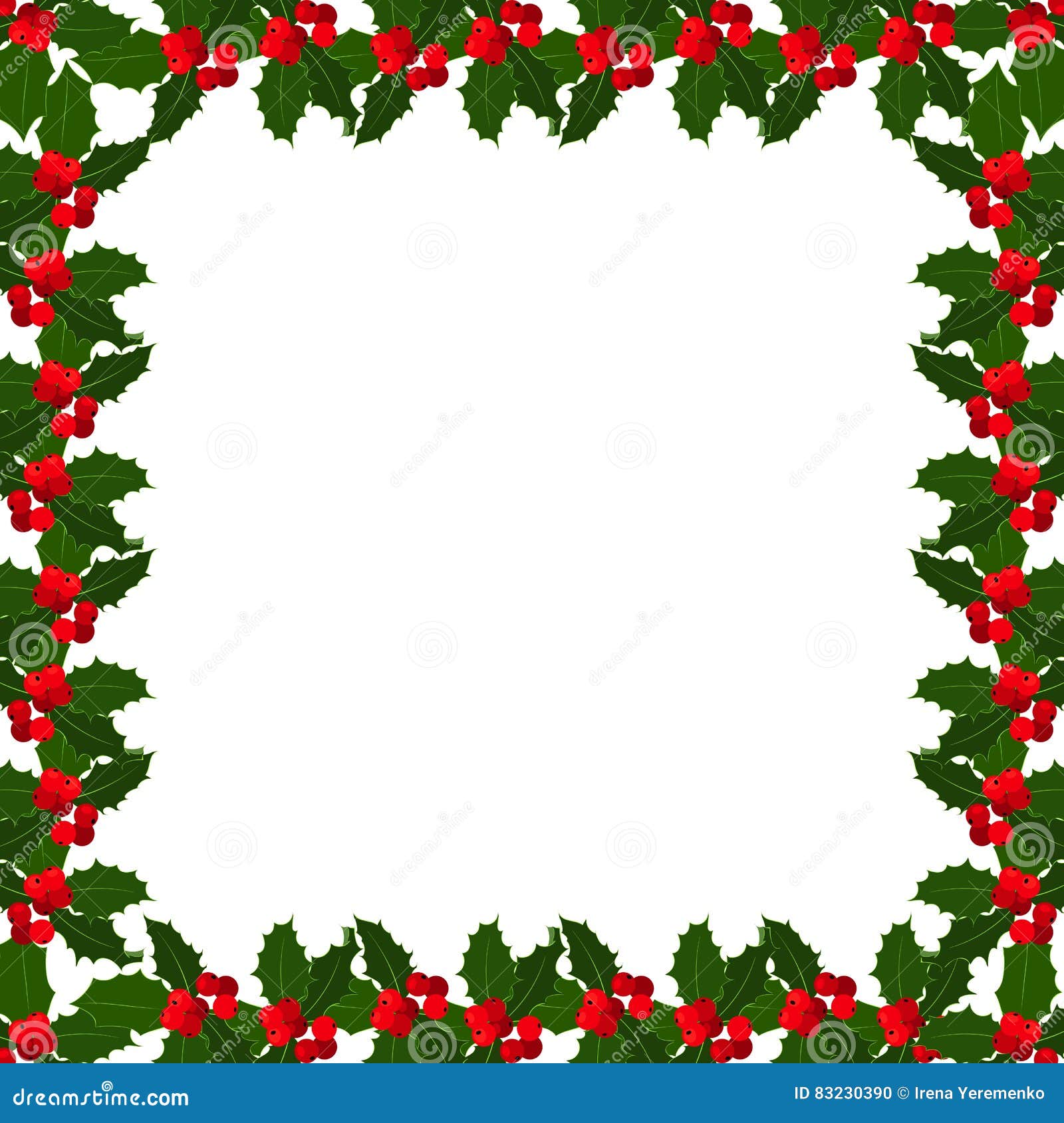 Christmas Holly Berries Frame on White Bacground. Vector Illustration ...