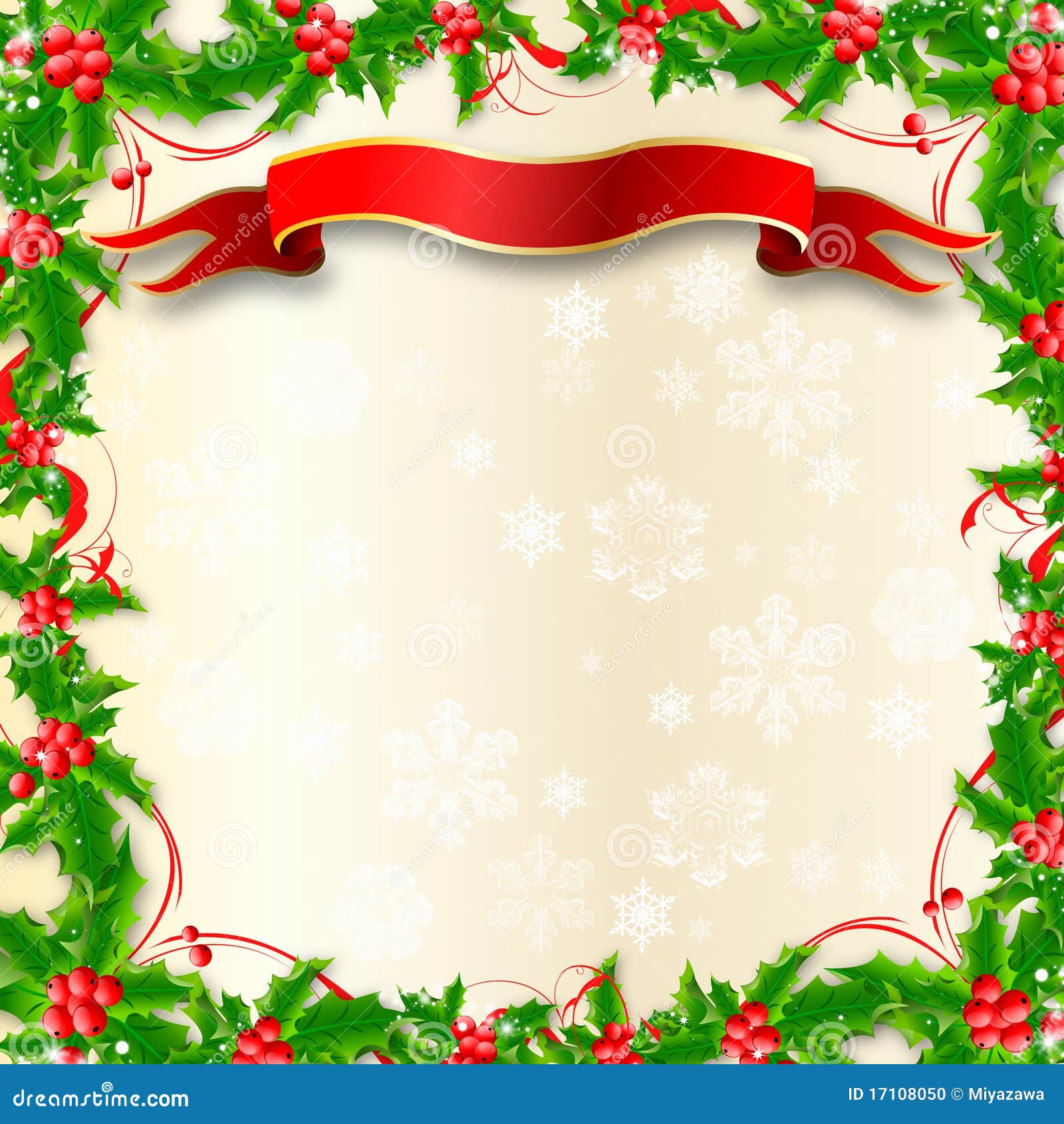 Christmas Holly Border stock illustration. Illustration of foliage ...