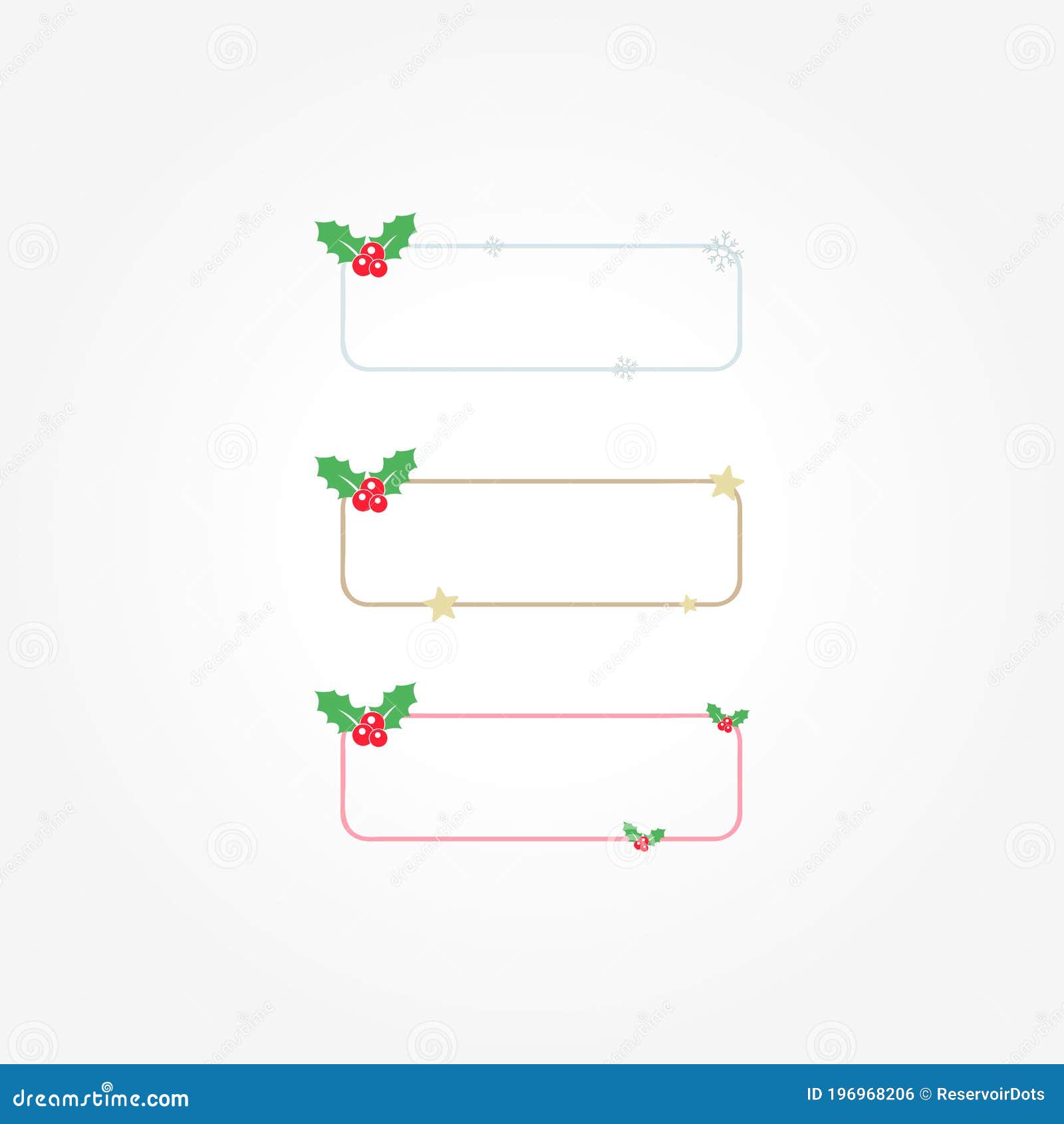 Christmas Holly Frames Flat Design Vector Set Stock Vector ...