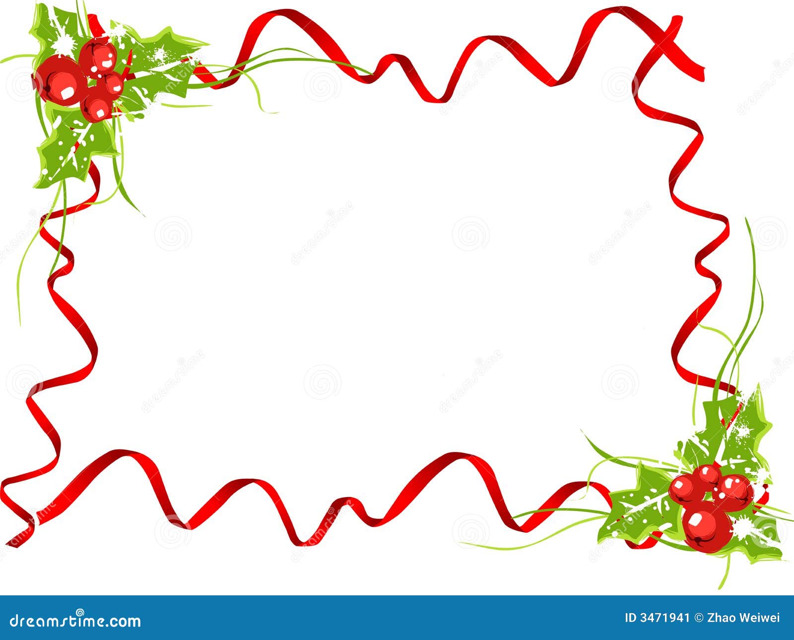 Christmas Holly with Ribbon Stock Illustration - Illustration of ...