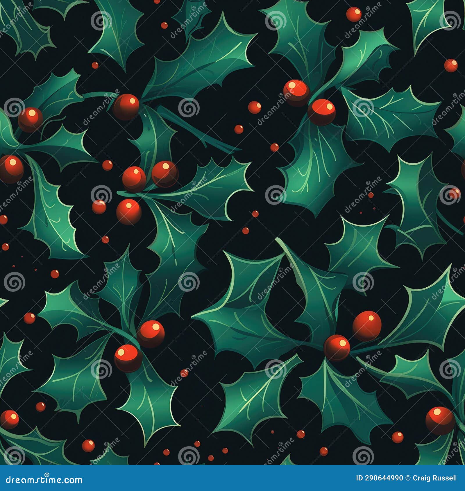 Christmas Holly Theme Background Seamless Stock Illustration ...