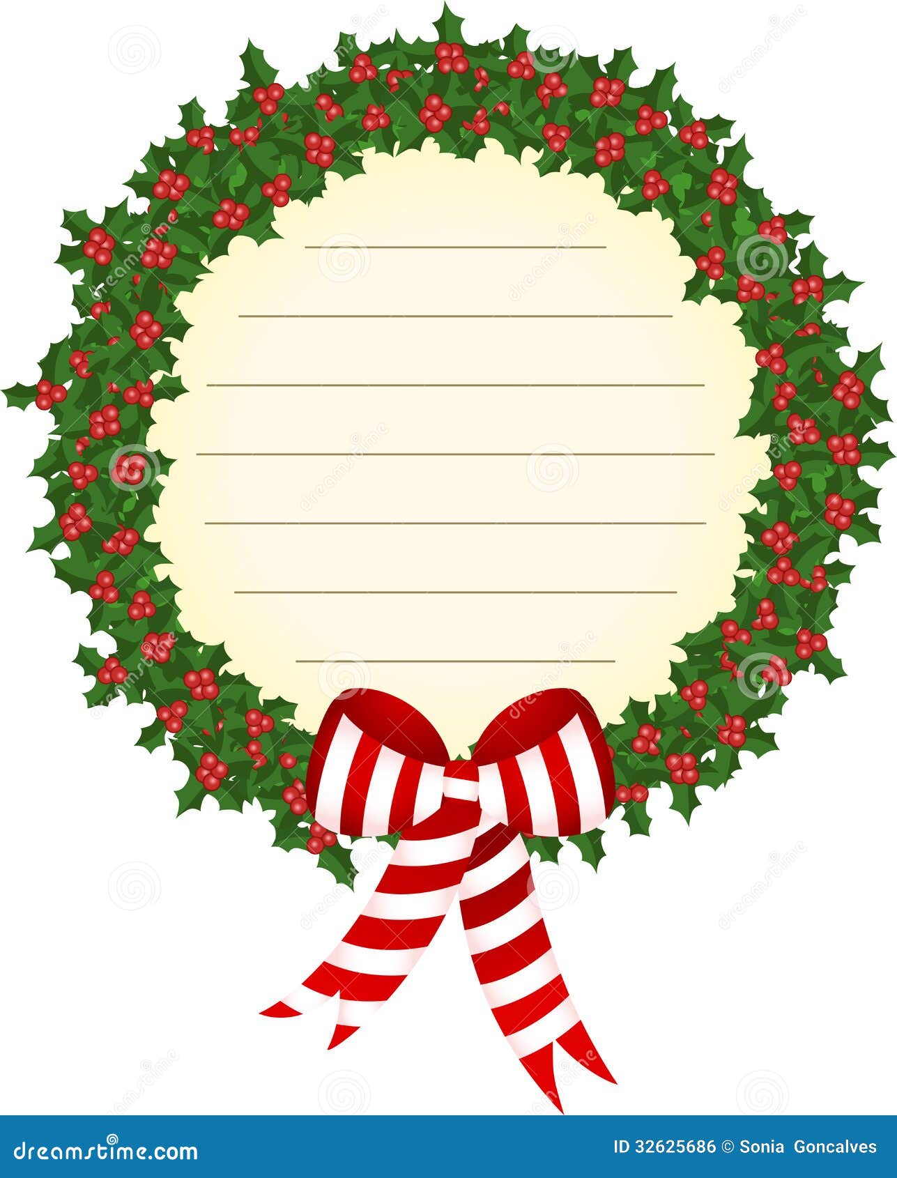 Christmas Holly Wreath Label Stock Vector - Illustration of season ...