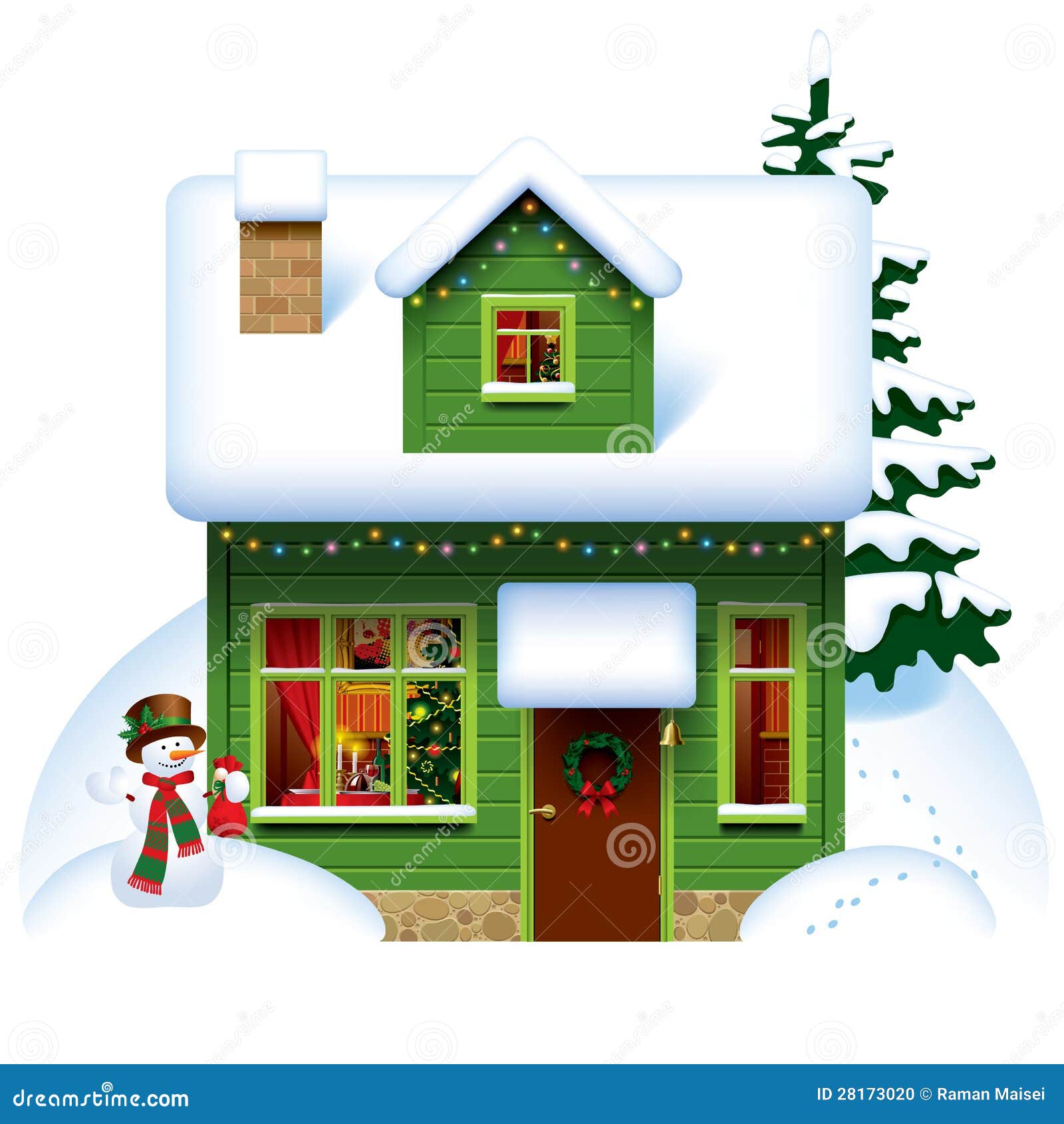 Christmas house stock vector. Illustration of snow, wooden - 28173020
