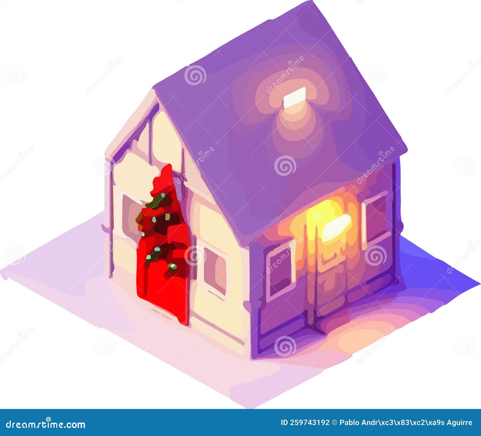 Christmas House in Vector. Isometric Stock Vector - Illustration of ...