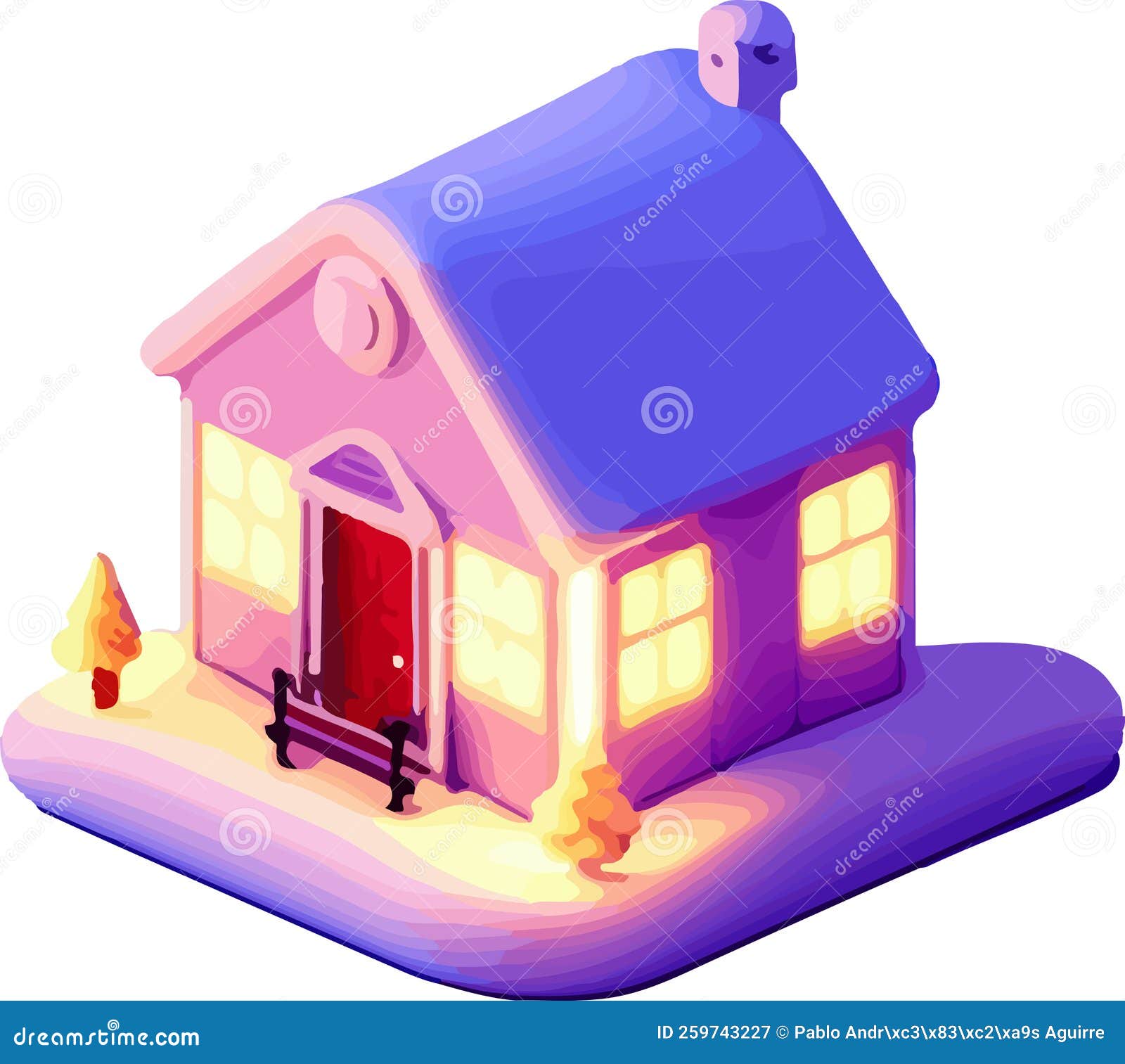 Christmas House in Vector. Isometric Stock Vector - Illustration of ...