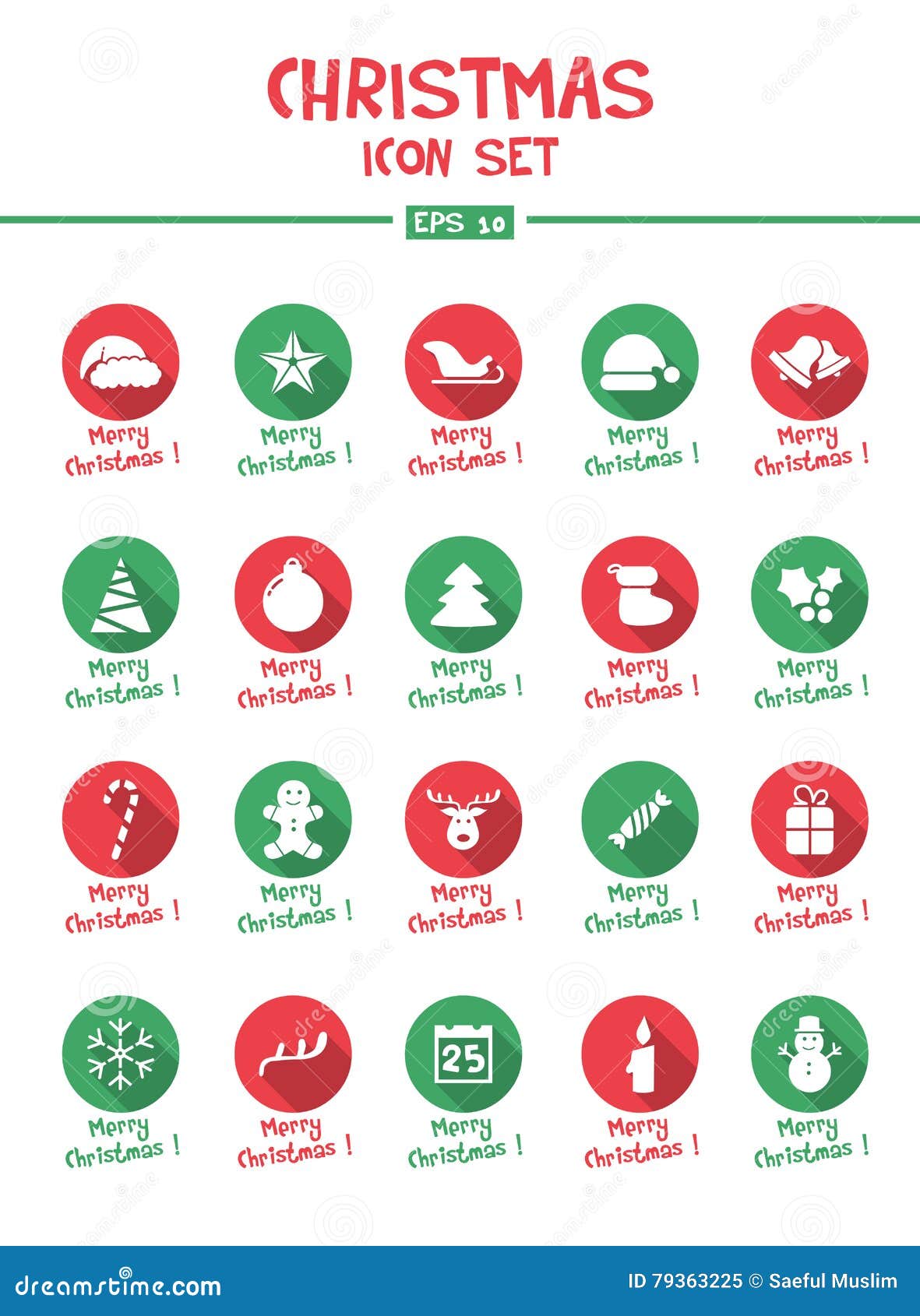 Christmas icon set stock illustration. Illustration of flat - 79363225