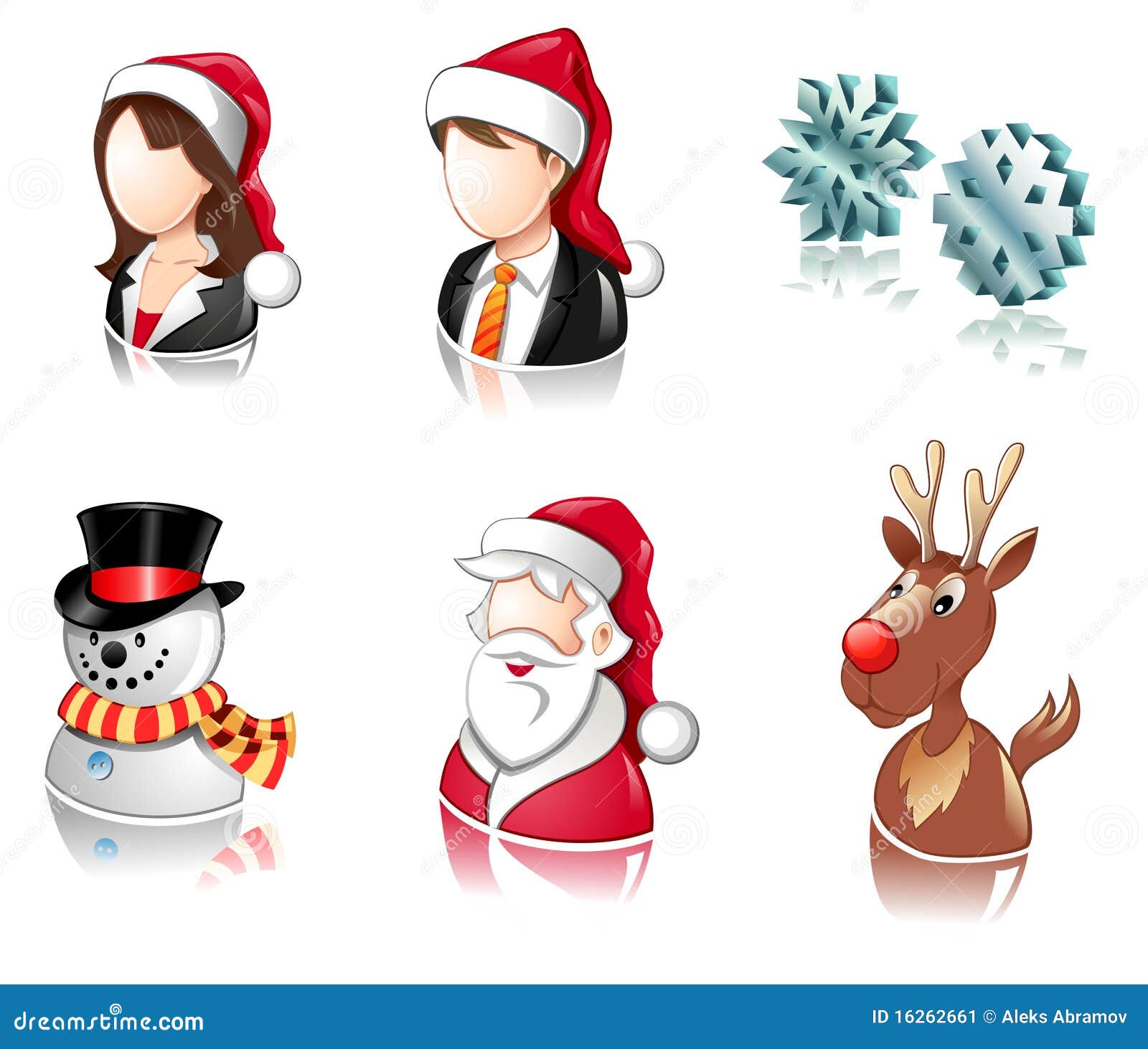 Christmas Icon Set with Users, Santa and Deer Stock Vector ...