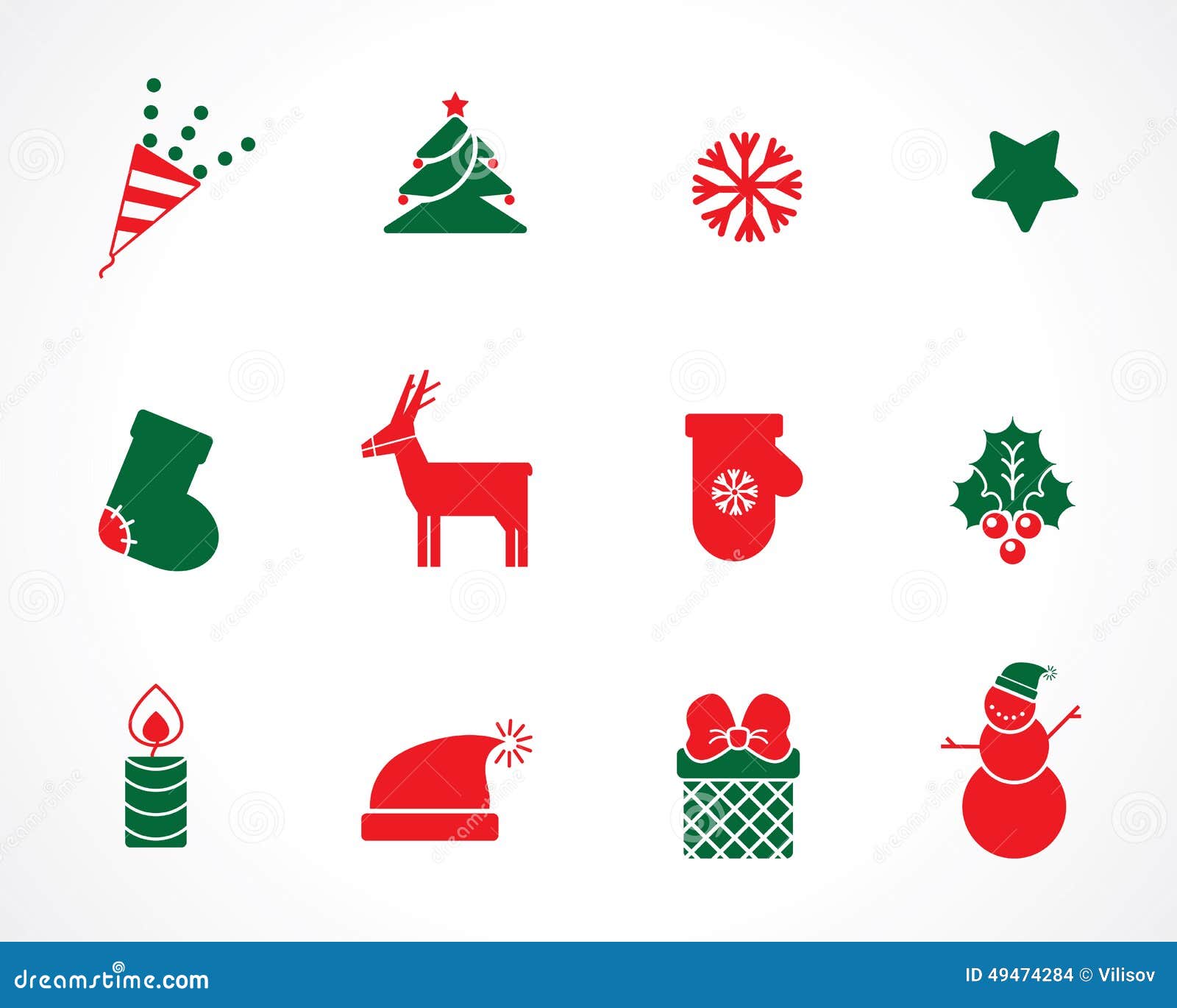 Christmas icons stock vector. Illustration of bell, merry - 49474284