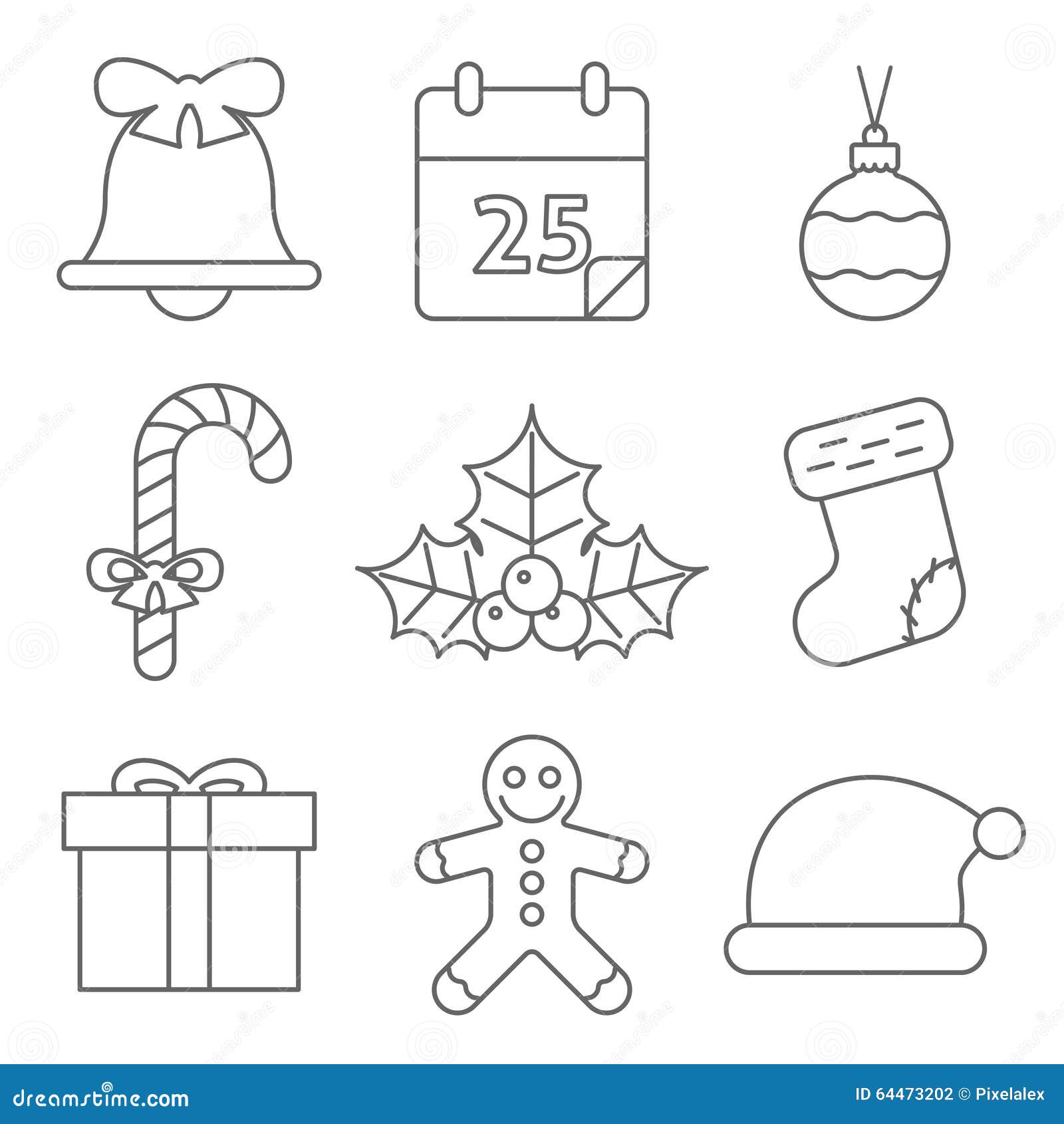 Christmas Icons Line stock vector. Illustration of date - 64473202
