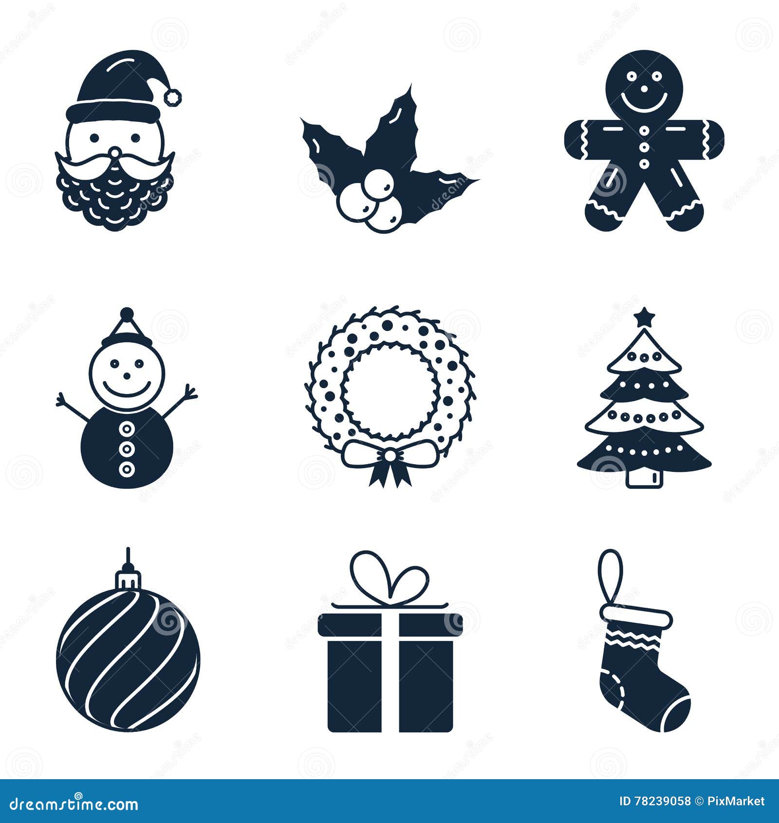 Christmas Icons stock vector. Illustration of holly, sign - 78239058