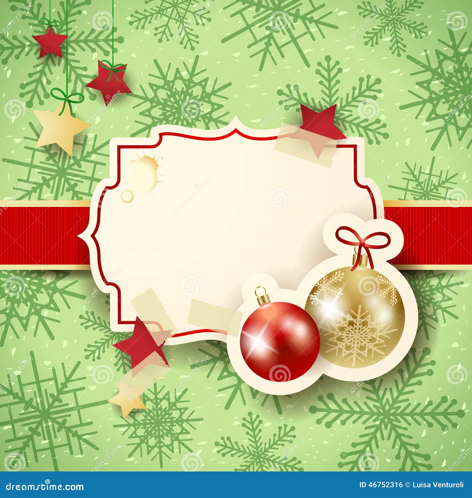 Christmas Illustration with Label and Baubles Stock Vector ...