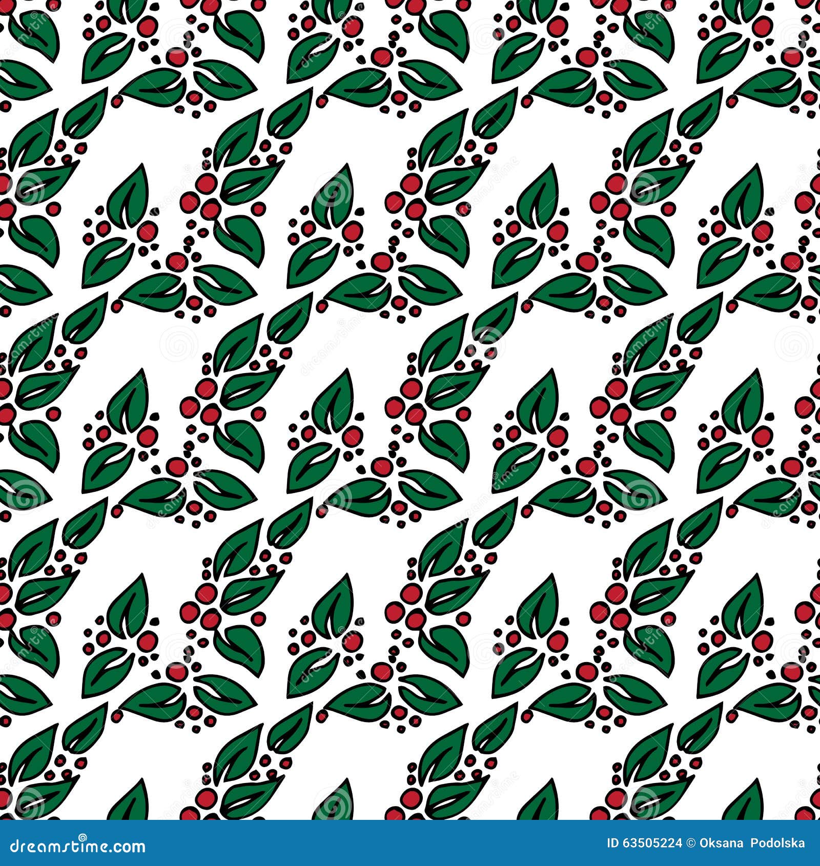 Christmas Illustration Mistletoe. Christmas Card. Seamless Pattern ...