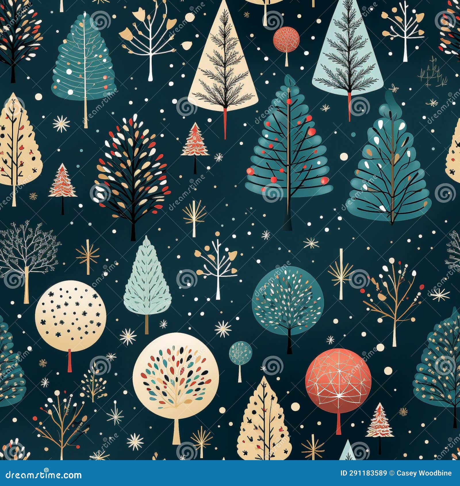 Christmas Tree Illustration with Repeating Pattern Stock Illustration ...