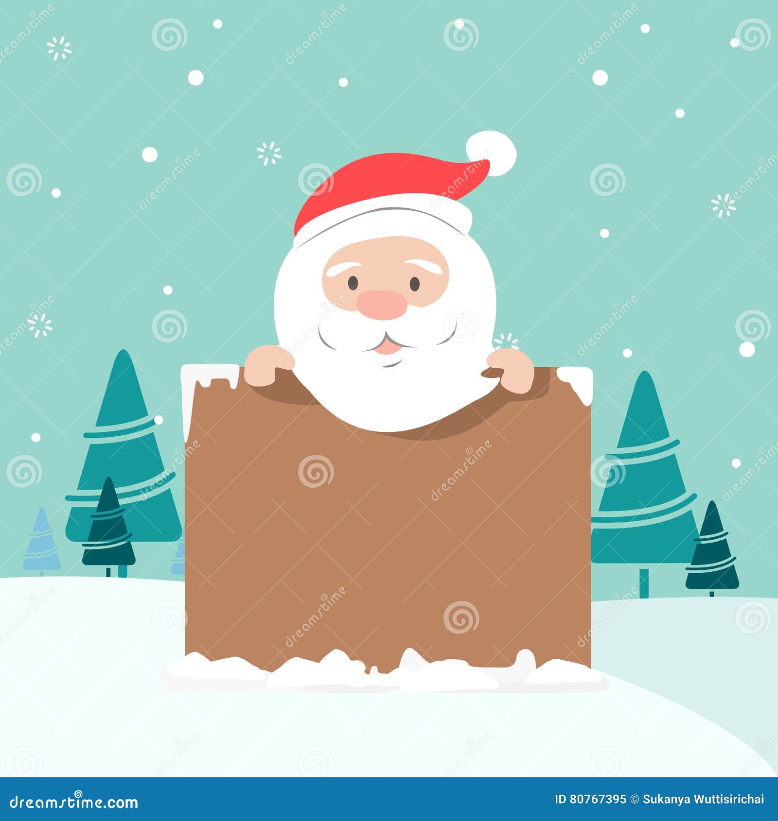 Christmas Illustration of Santa Holding Board. Stock Vector ...
