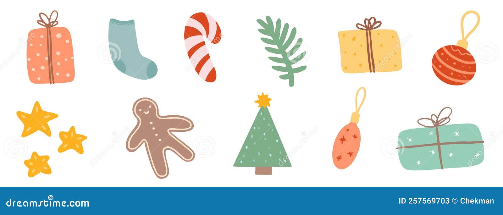 Christmas Illustrations. Cartoon Elements for a Christmas Holiday Stock ...